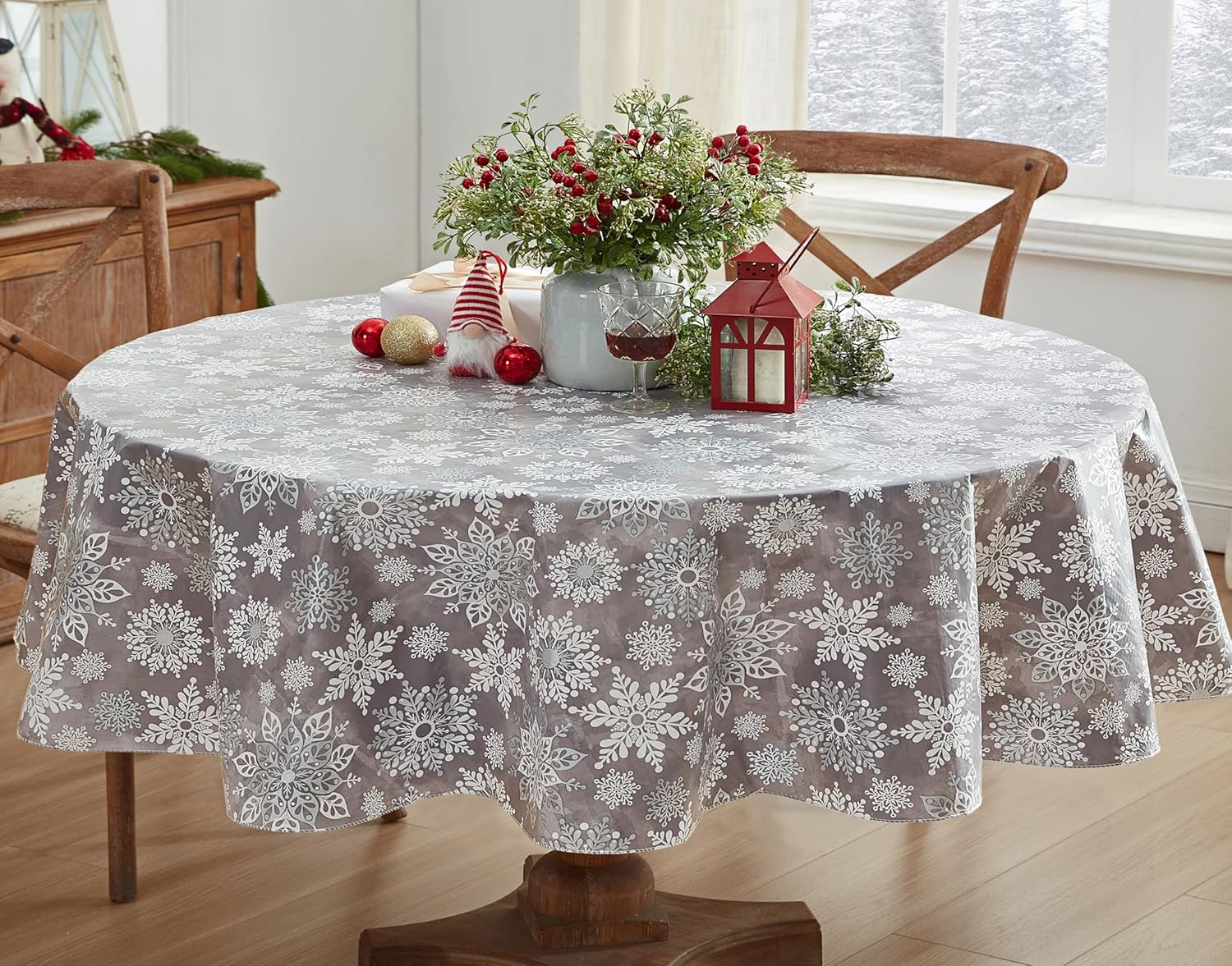 Amazon.com: Newbridge Winter Christmas Sparkle Silver Snowflake 60 x 84 ...