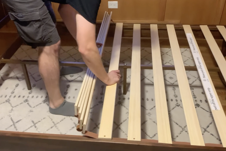 Watch Easy to Assemble Bed Frame with Beautiful Headboard on Amazon Live