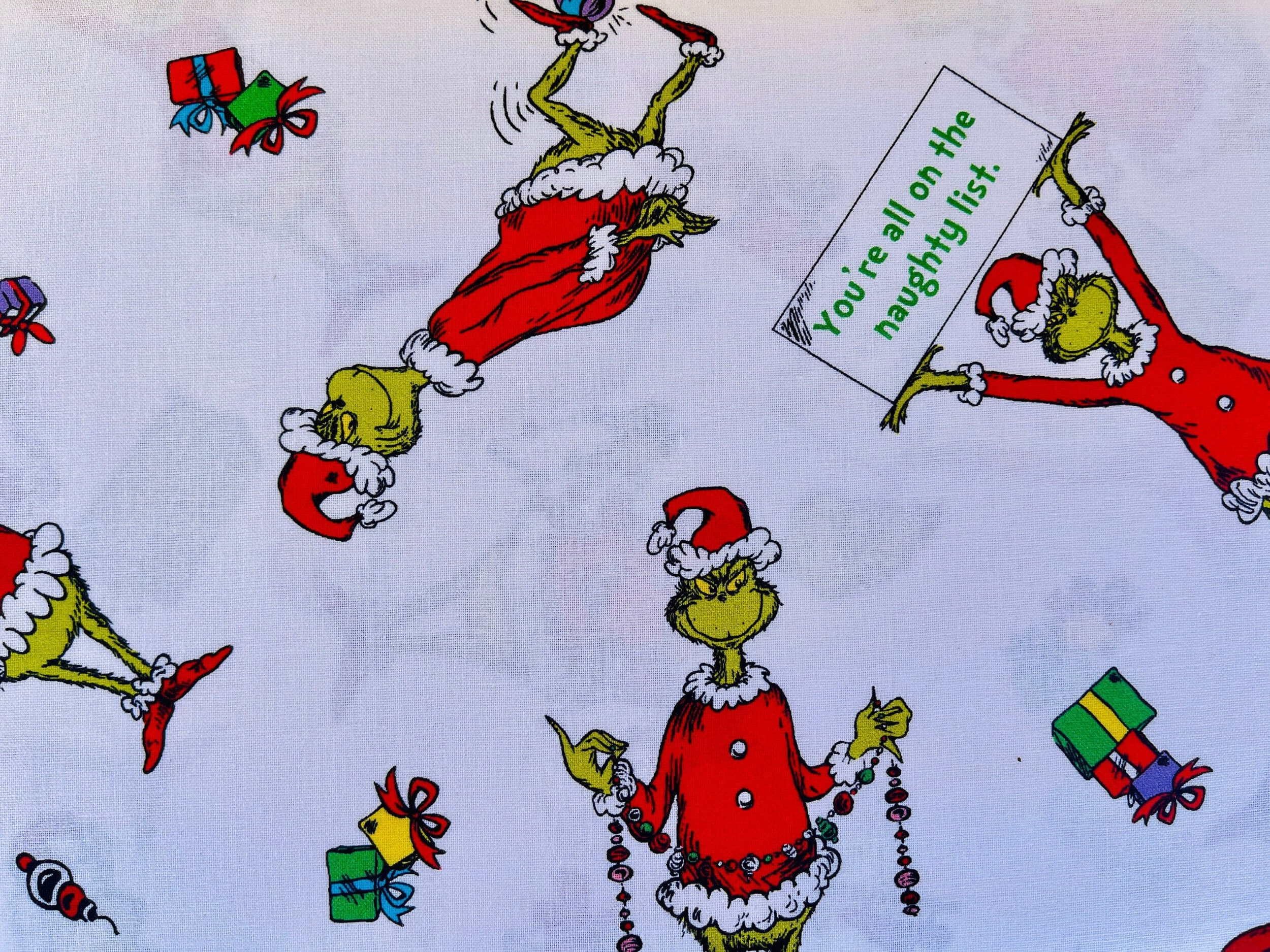 Amazon.com: How The Grinch Stole Christmas Grinch Fabric- 1 Yard of ...