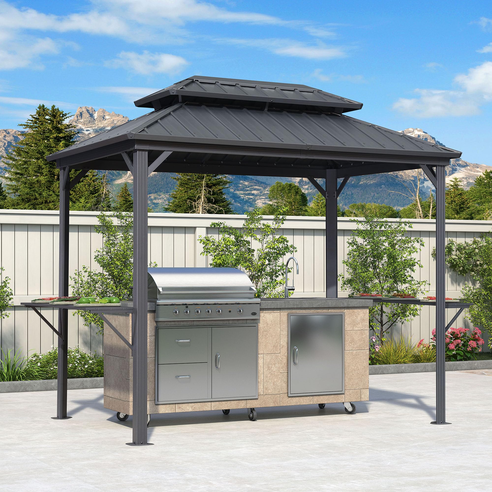 Amazon.com : PURPLE LEAF 6' X 9' Hardtop Grill Gazebo for Barbecue ...