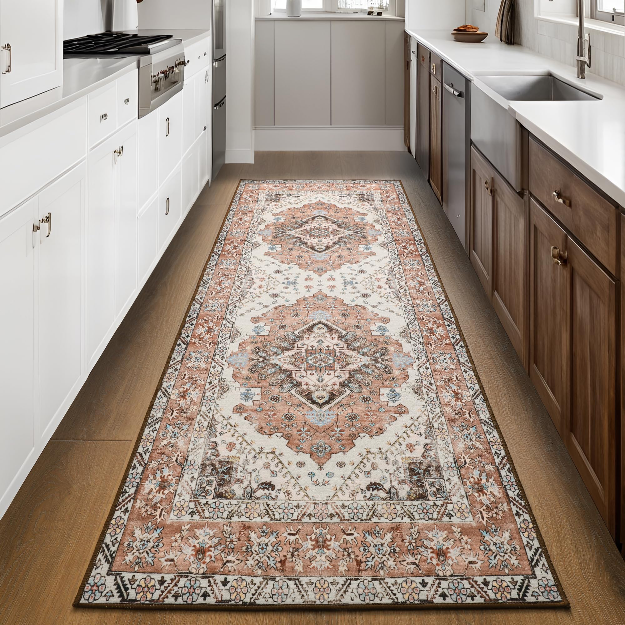 Amazon.com: Noahas Orange Hallway Runner Rug 2x6,Vintage Machine ...