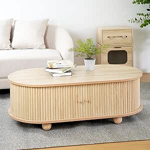 Amazon.com: Christopher Knight Home Aurl Oval Coffee Table, Natural Wooden Coffee Table, Large ...