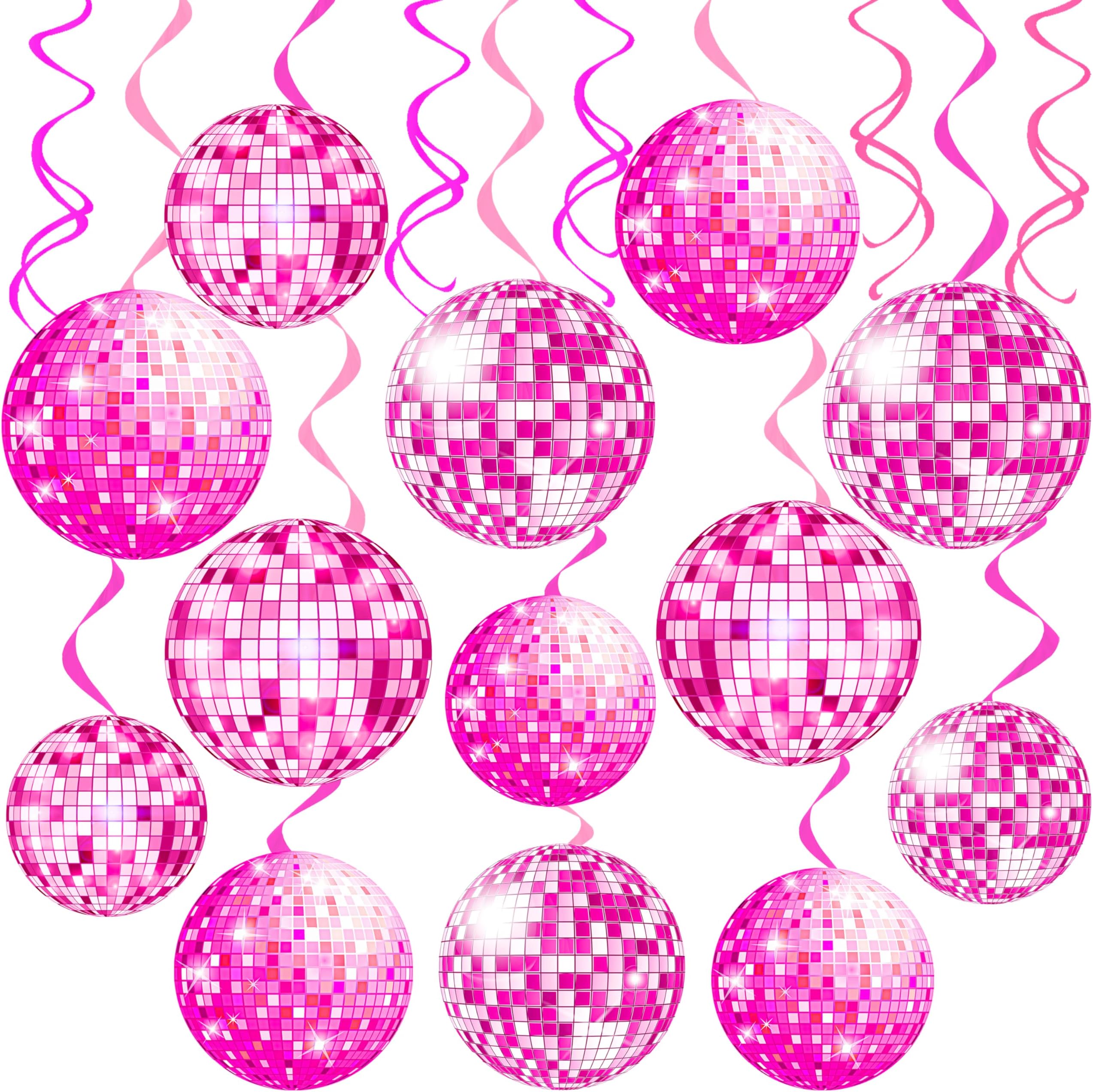 Amazon.com: Pink Disco Ball Party Hanging Swirls 70s Disco Birthday ...