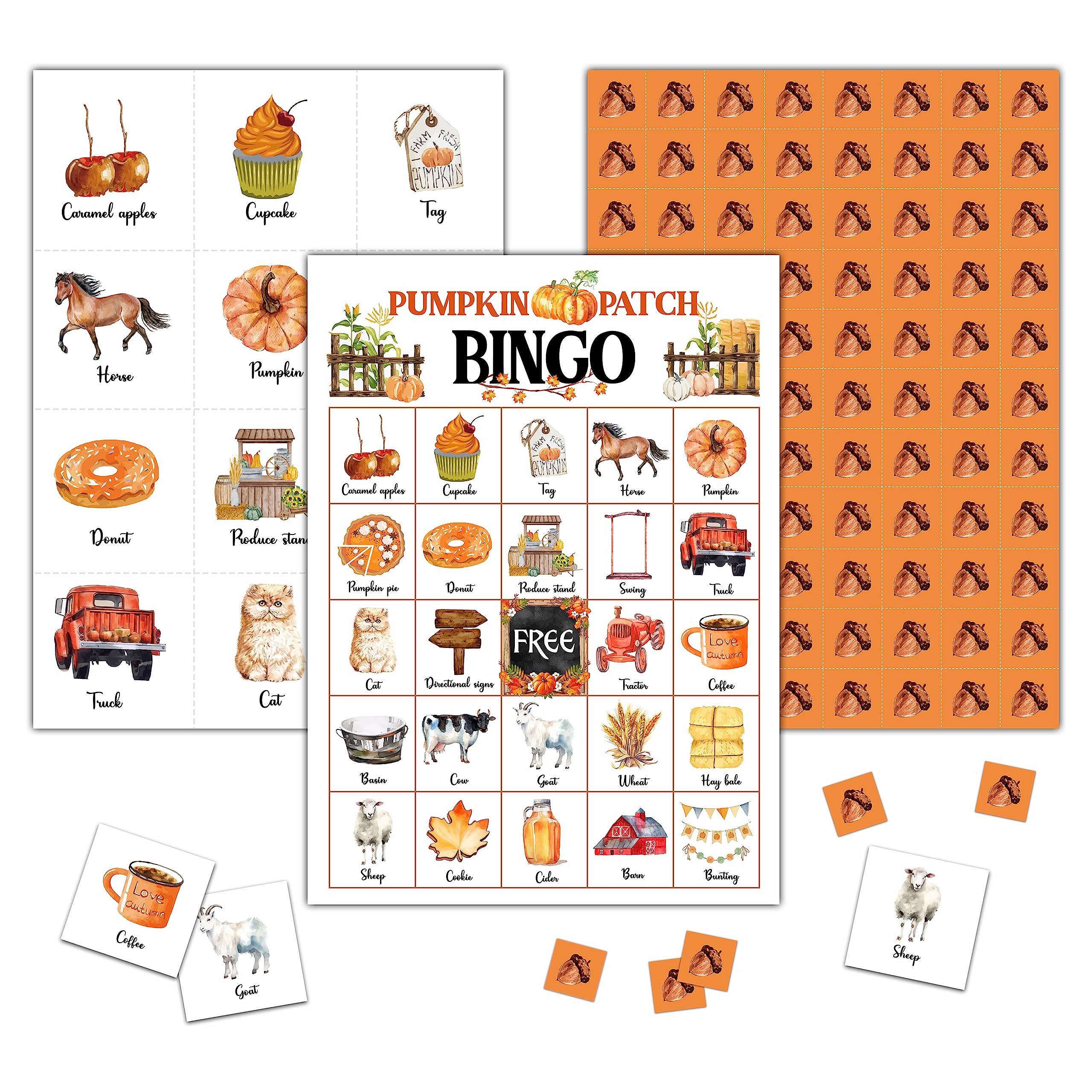 Joy Bang Fall Bingo Games for Kids Adults, Autumn Thanksgiving Bingo ...