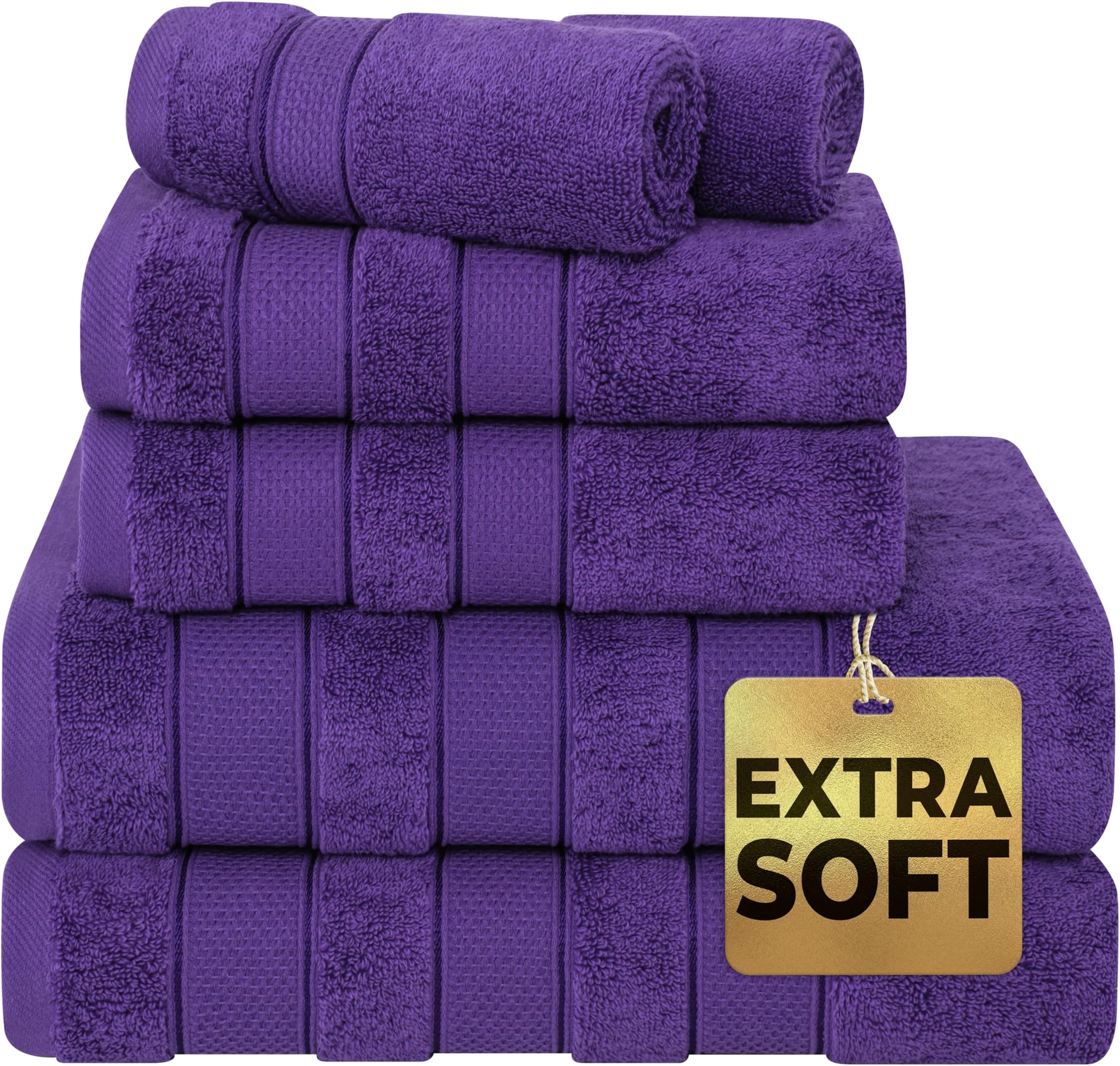 Amazon.com: American Soft Linen Luxury 6 Piece Towel Set, 2 Bath Towels ...