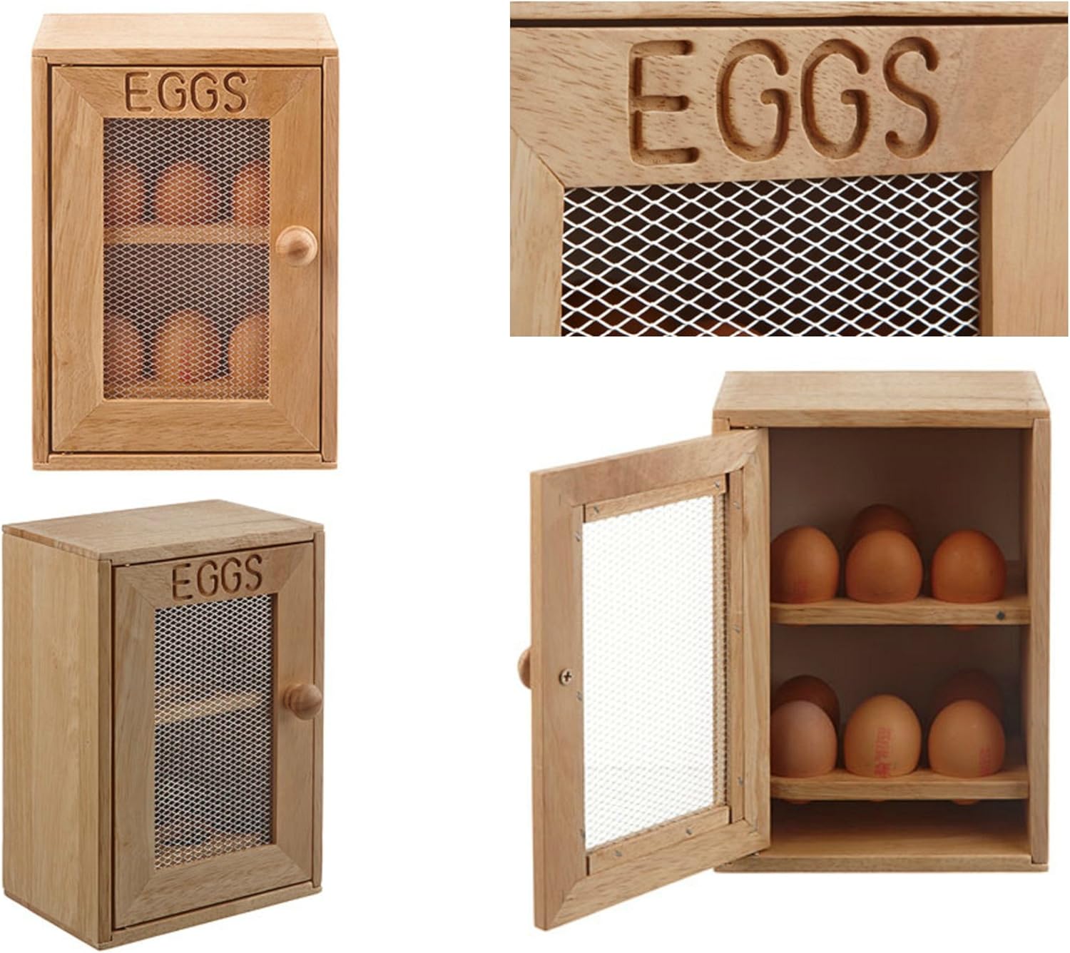 HomeZone Wooden Cabinet Cupboard Egg Storage - Holds a Dozen (x12) Eggs ...