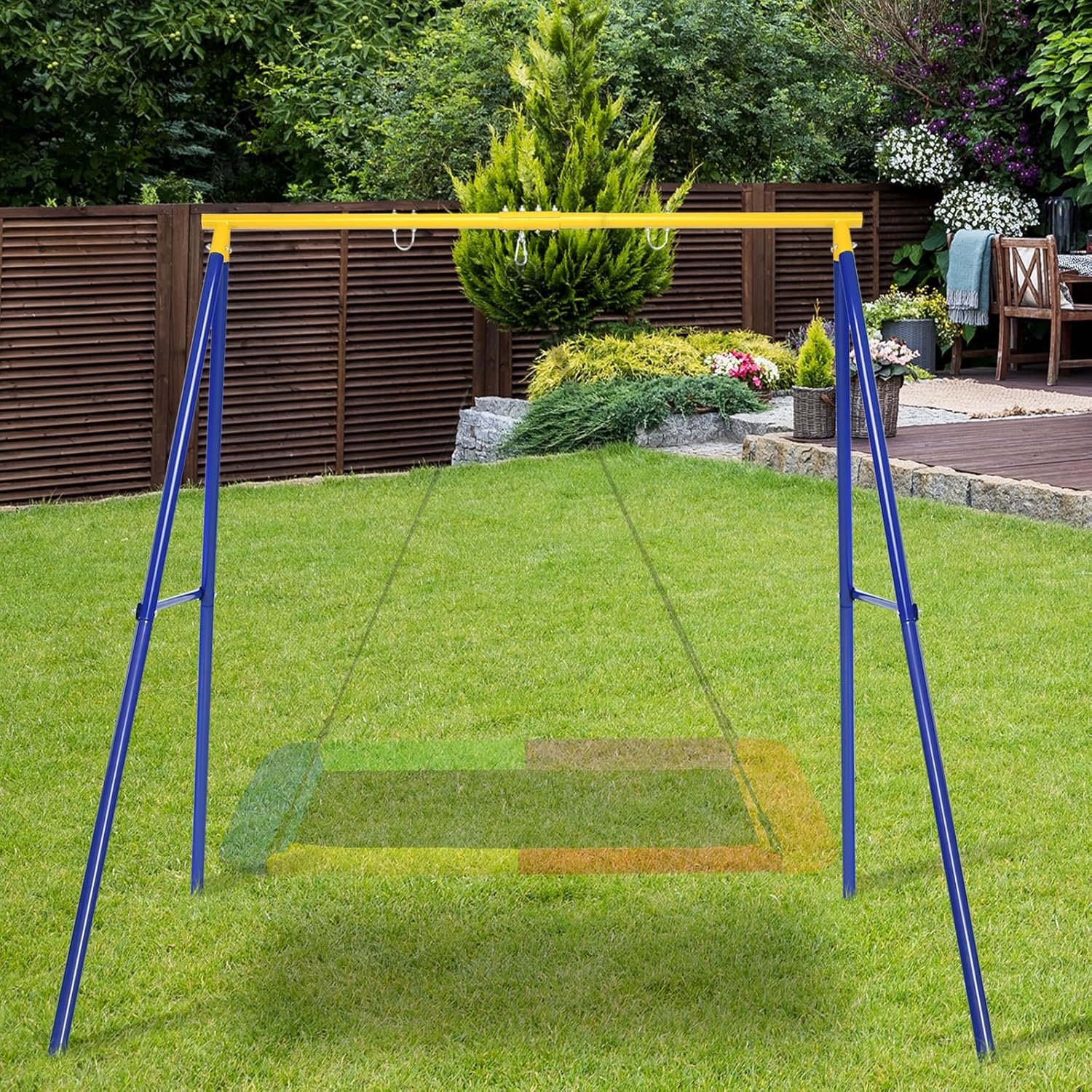 DORTALA Metal Swing Frame, Heavy Duty A-Frame Swing Stand with Ground ...
