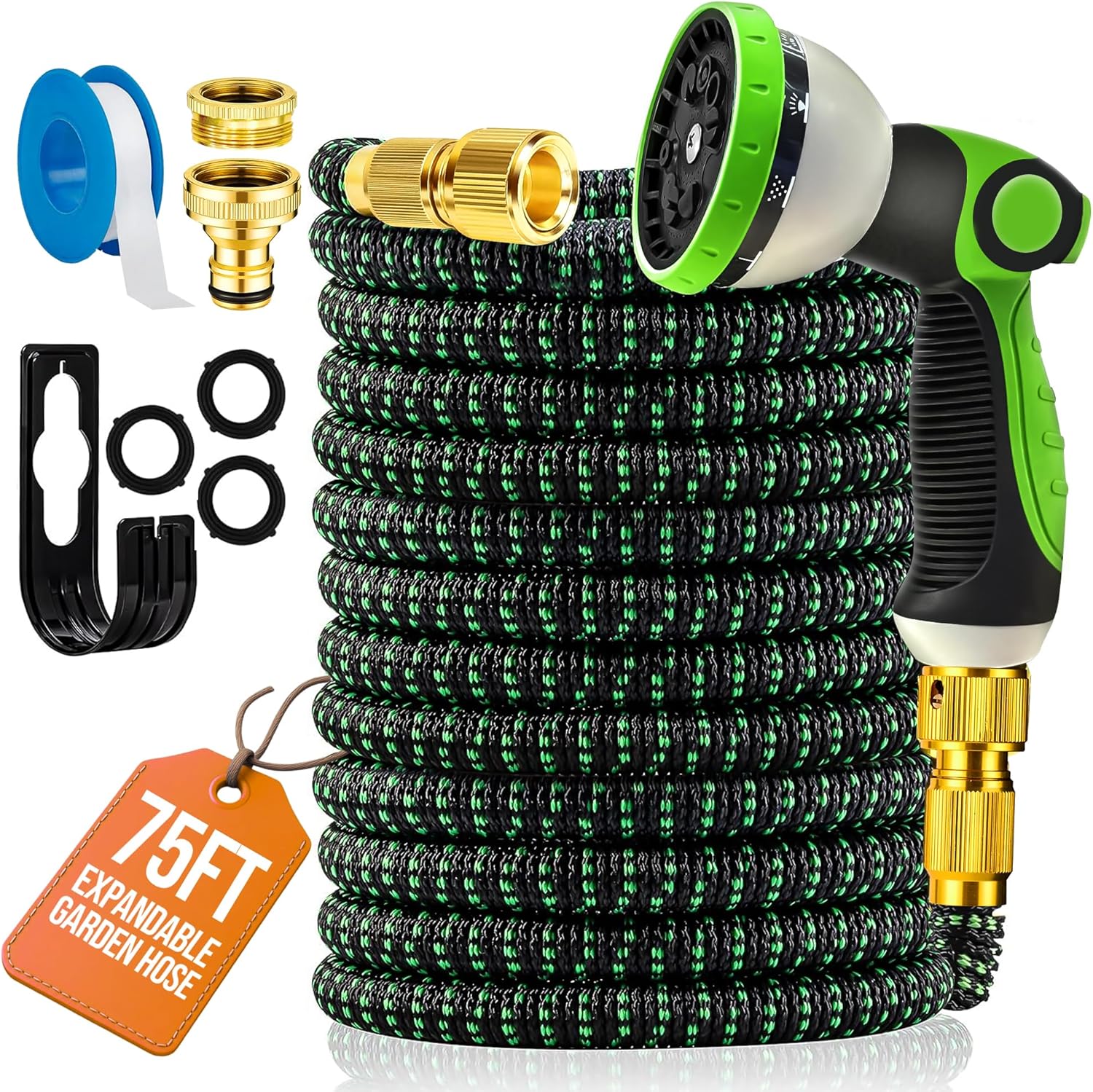 MOSII 75FT Expandable Garden Hose Pipe, Flexible Heavy Duty Water Hose ...