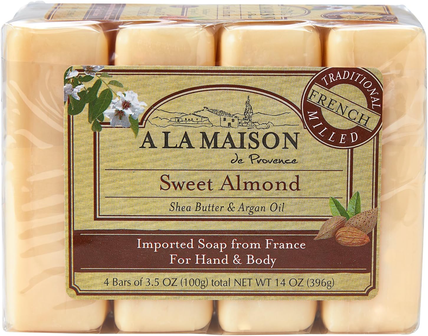 Amazon.com : A LA MAISON Sweet Almond Bar Soap - Triple French Milled ...
