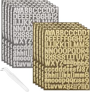 Amazon.com: 10 Sheets Glitter Letter Stickers 1 inch, Gold Silver ...