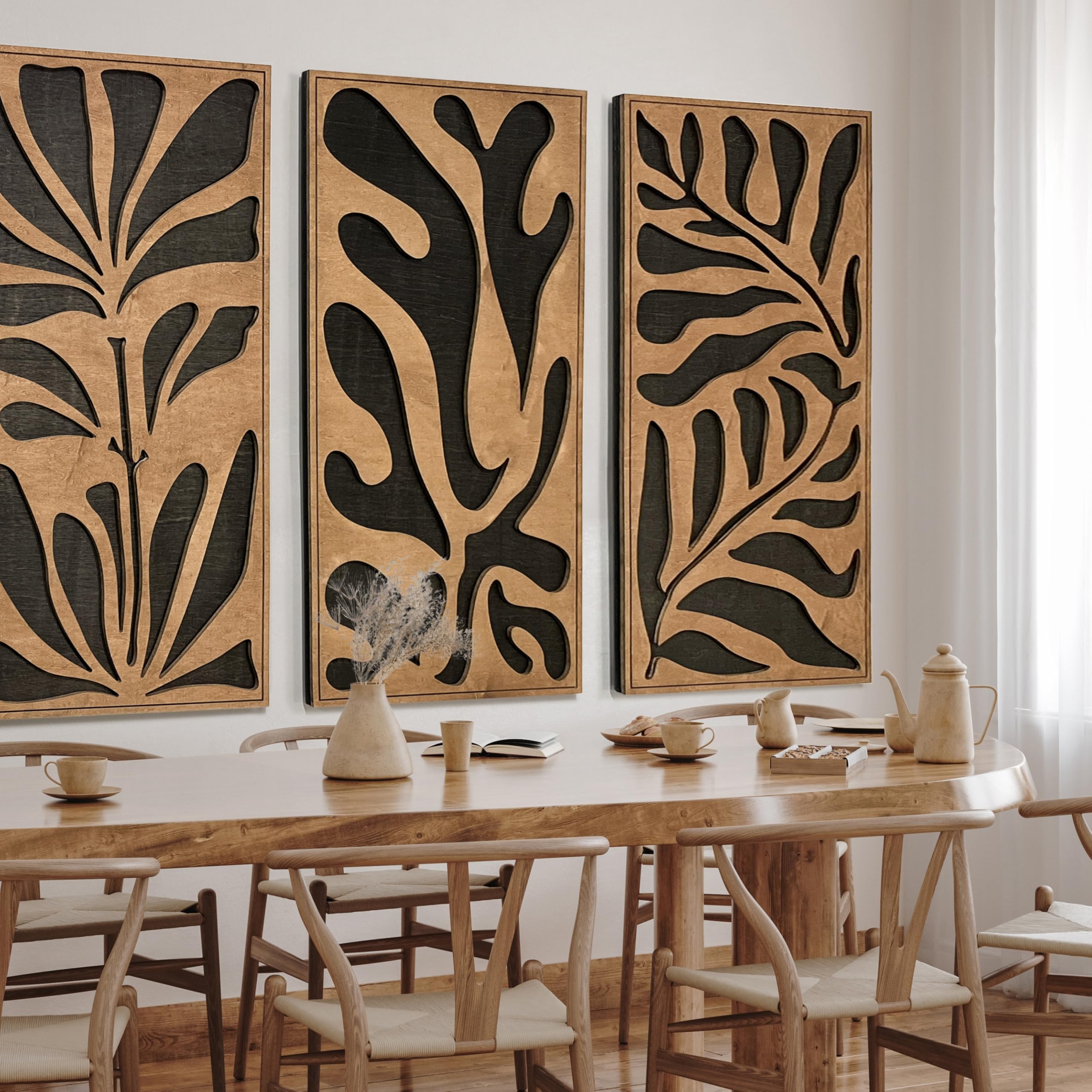 Amazon.com: Other Furniture Modern Botanical Leaf Wall Art (Set of 3 ...