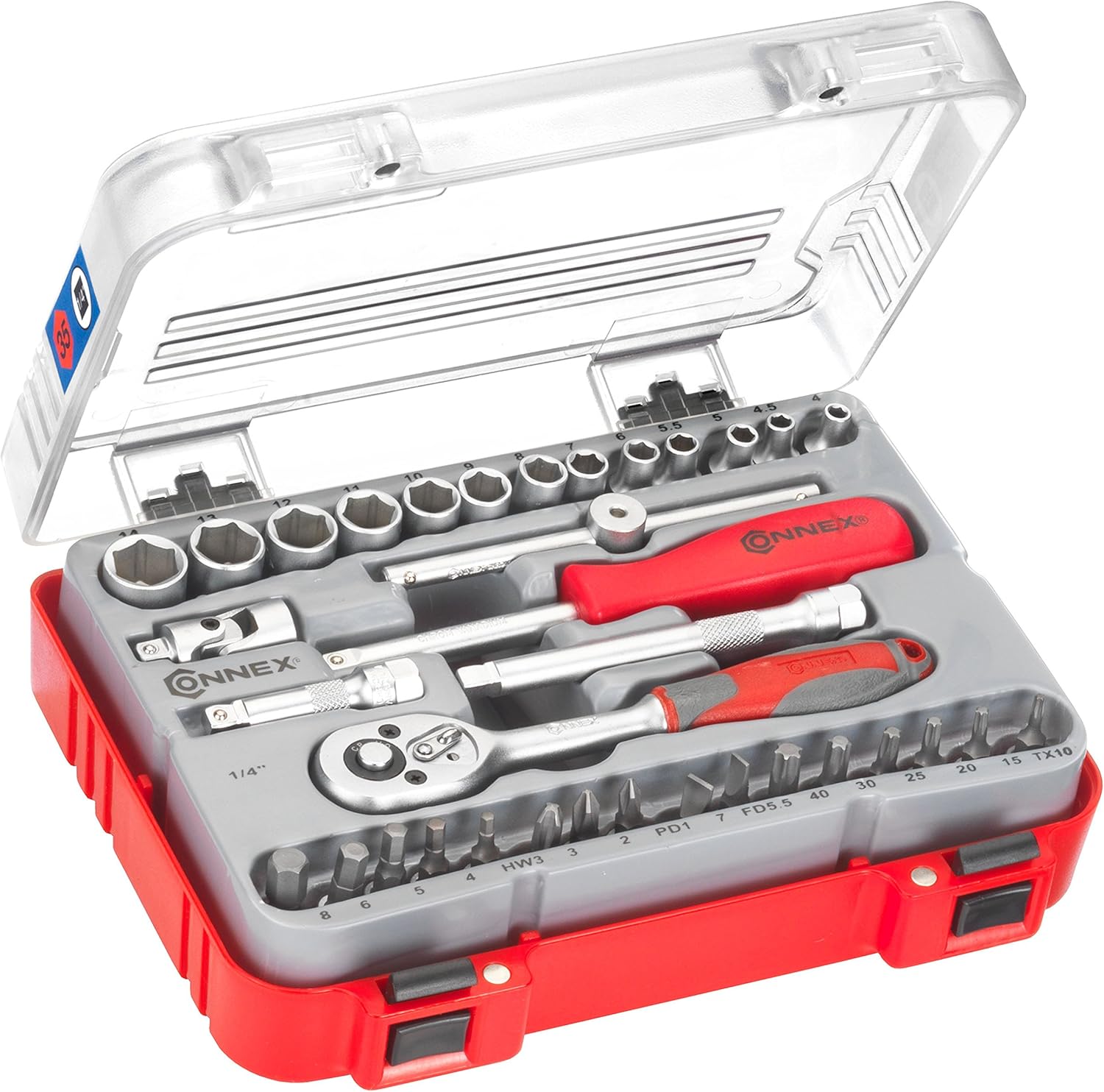 Connex COX580235 Socket Wrenches, 1/4-Inches, Set of 35 Pieces – BigaMart