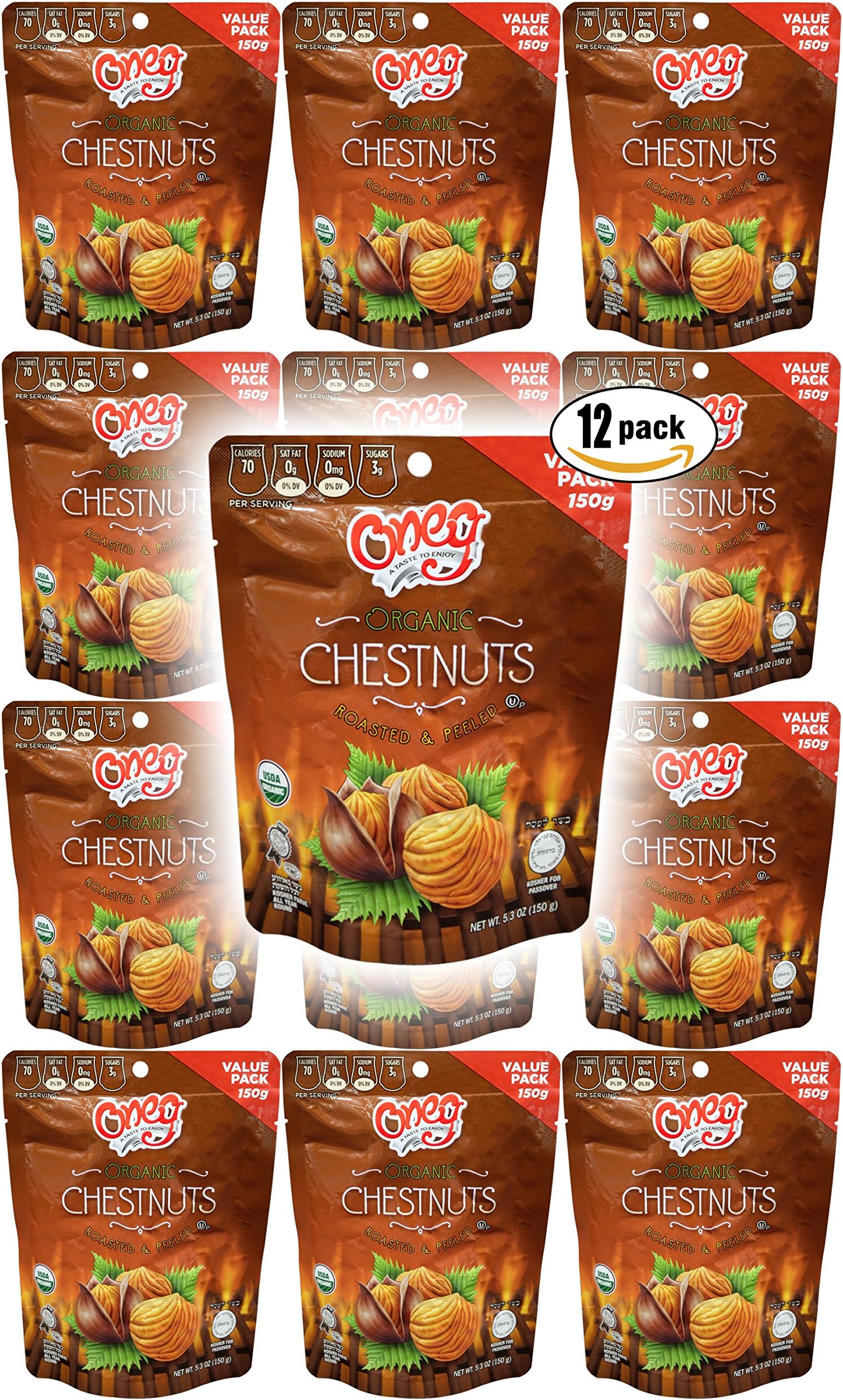 Amazon.com : Organic Whole Chestnut- Roasted and Peeled Chestnuts ...