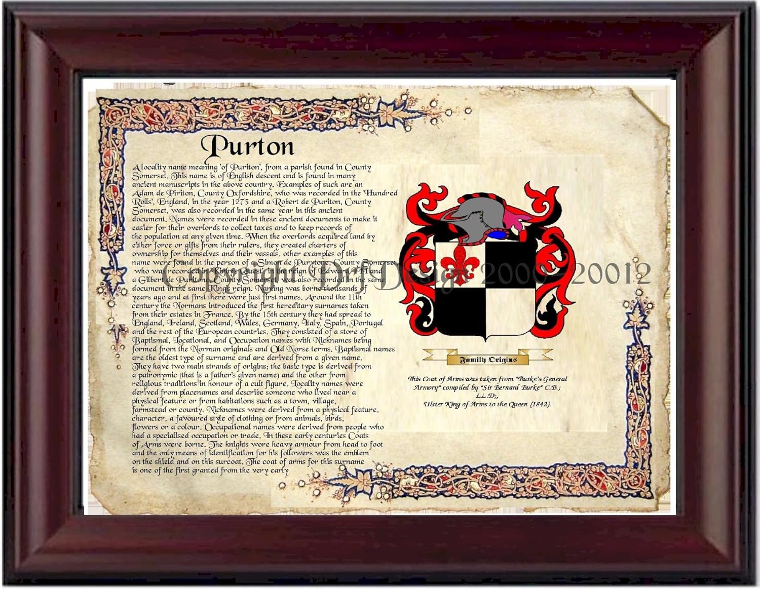 Amazon.com: DRFdesign Purton Coat of Arms/Family Crest on Fine Paper ...