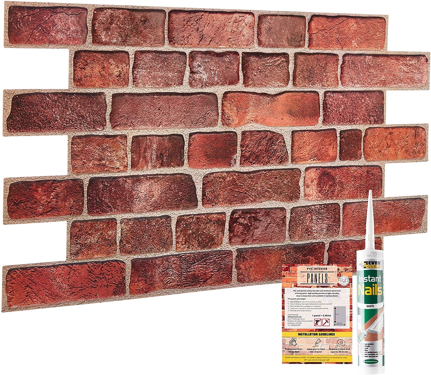 Buy Decorative Wall Panels Classic Red Brick with 3D Texture - 12 ...