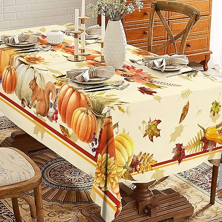Amazon.com: Fall Tablecloths for Rectangle Tables 60x84 Inches, Pumpkin ...