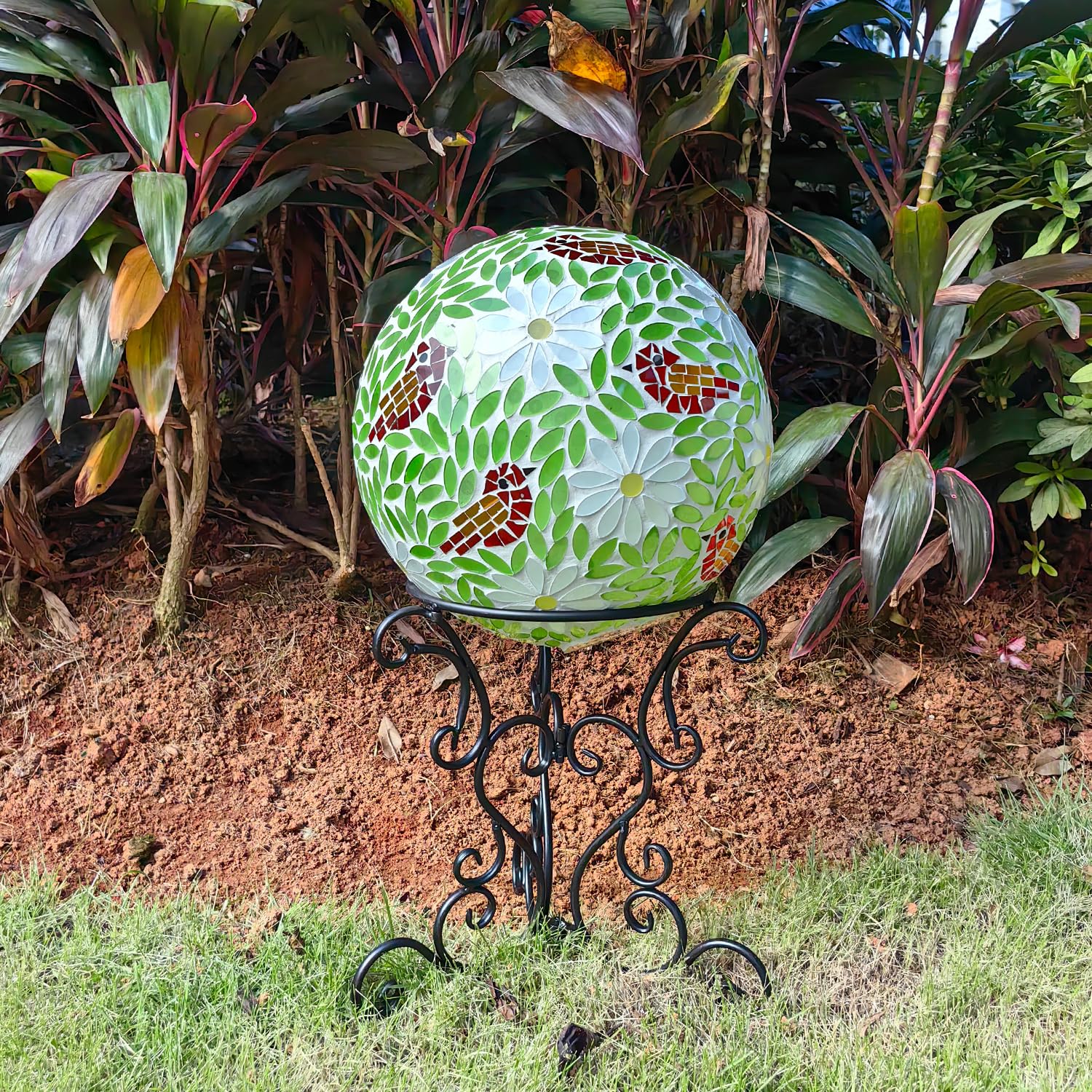 Snapklik.com : 9" Metal Gazing Ball Stand, Scroll Gazing Globe Stand ...
