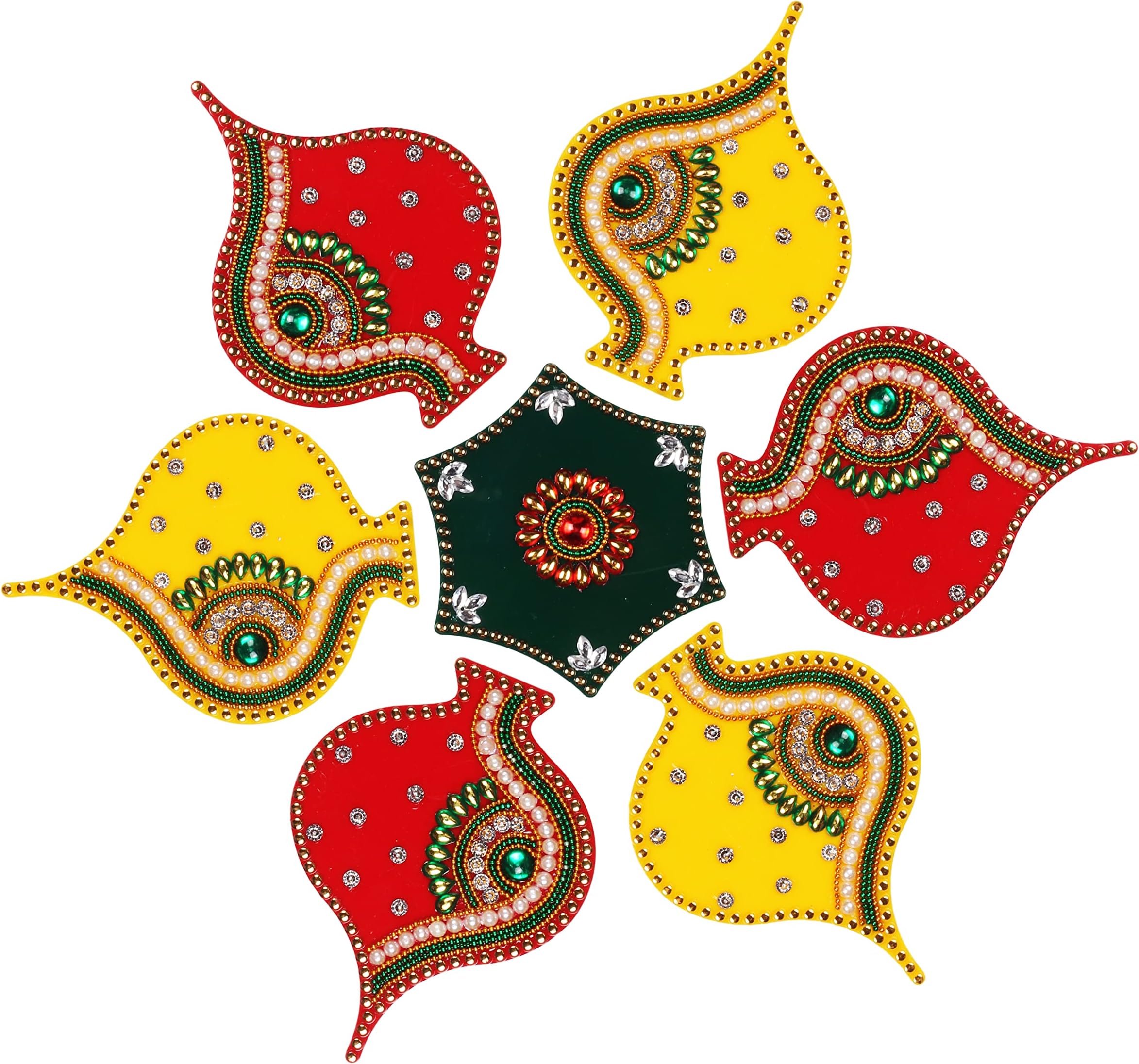 Amazon.com: Red Acrylic Rangoli Stickers for Pooja Room Rangoli ...