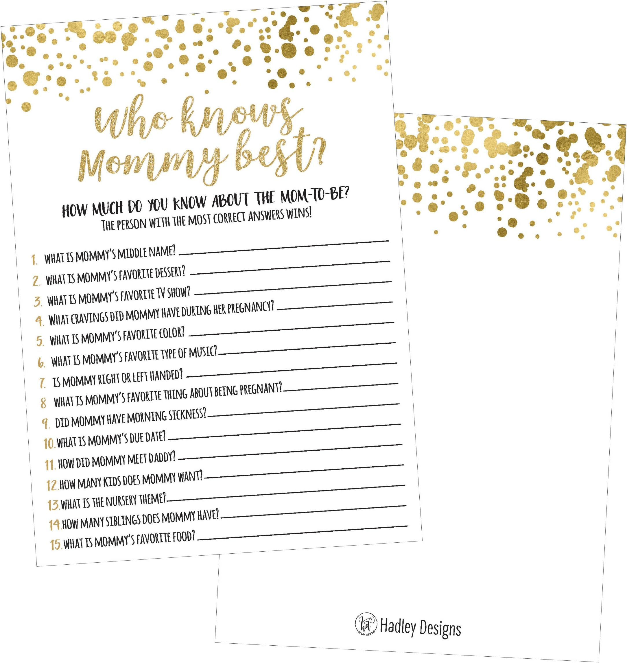 Amazon.com: Would She Rather - Who Knows Mommy Best - Baby Shower Game ...