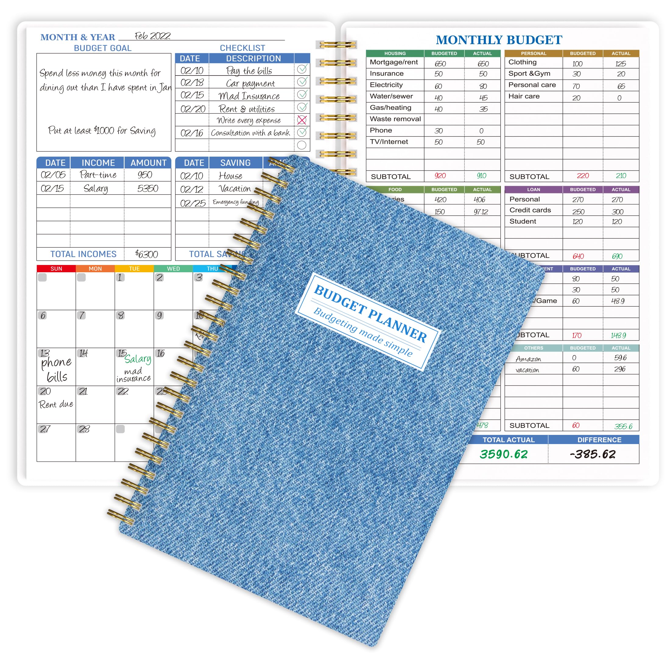 Budget Planner - Monthly Finance Organizer with Expense Tracker ...