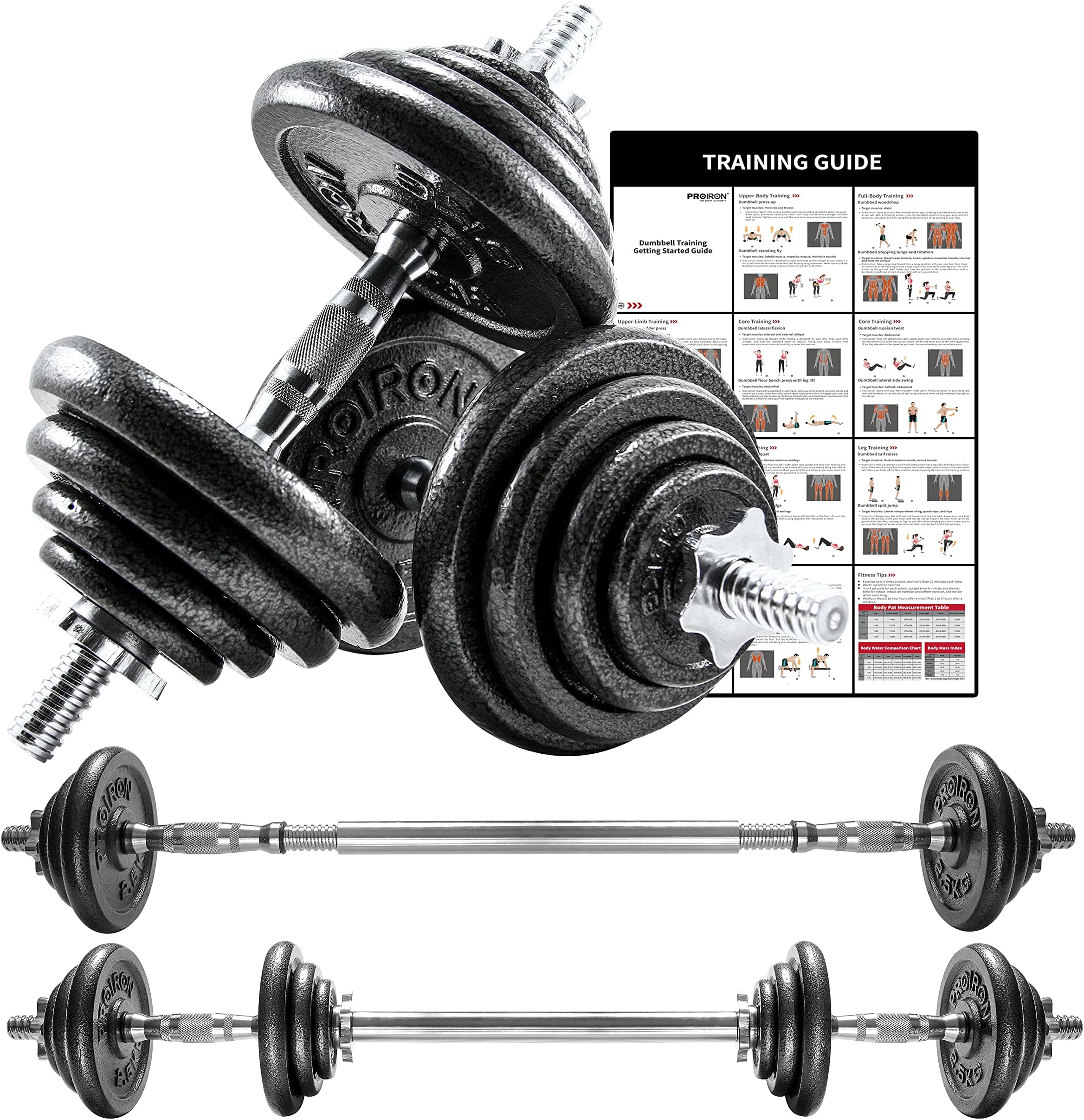 FitnessLAB 2X 24kg Adjustable Dumbbell Set Gym Exercise Weights Chrome ...