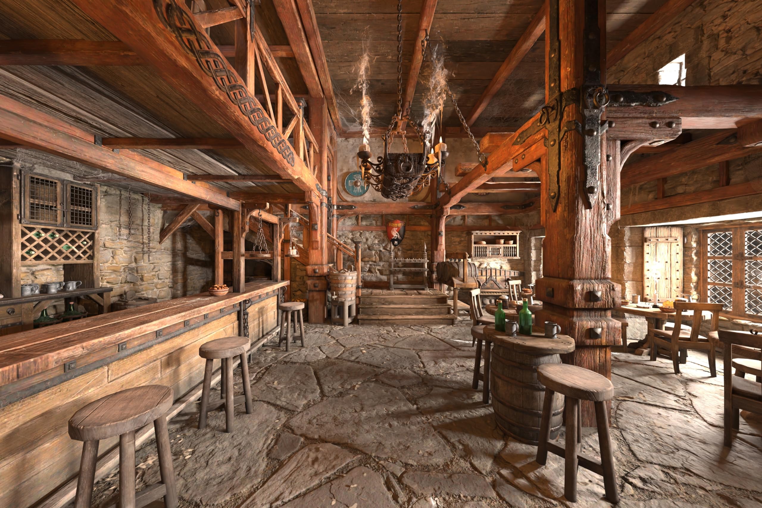 Amazon.com : CHNYWORK 8ftx6ft Medieval Tavern Backdrop Ancient Tavern ...