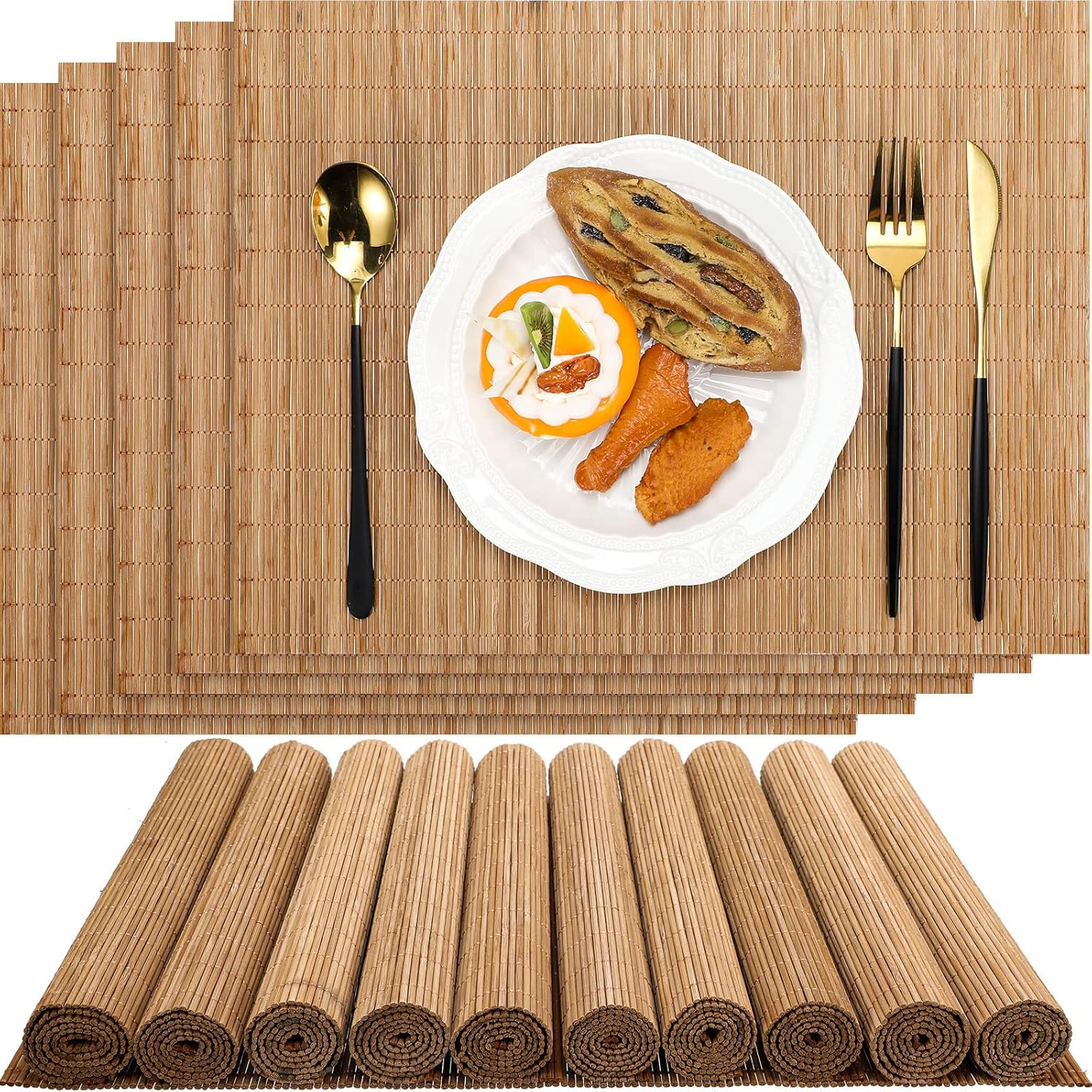 Amazon.com: Set of 24 Bamboo Placemats 15.8x12 Inch Sushi Rolling Mat ...
