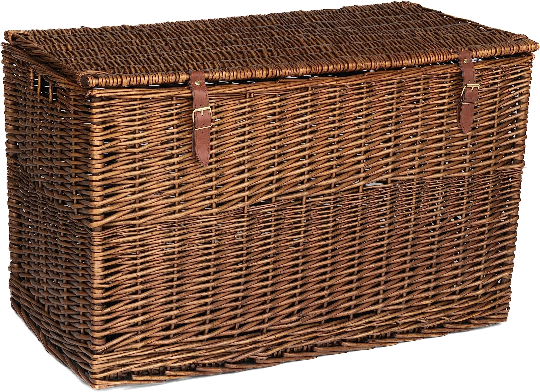 Wovenhill Medium Wicker Storage Trunk | Handmade Woven Hamper with ...