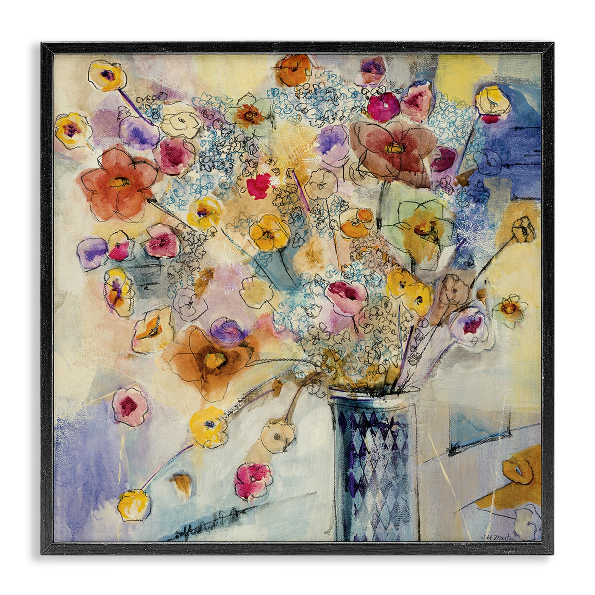 Amazon.com: Stupell Industries Painted Flowers Line Drawing, Design by ...
