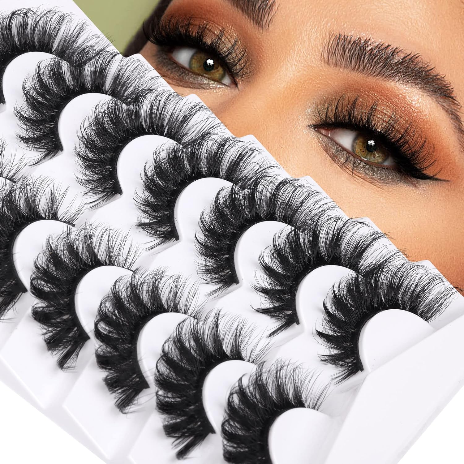 Amazon.com: False Eyelashes Dramatic Cat Eye Lashes Mink Lashes Fluffy ...