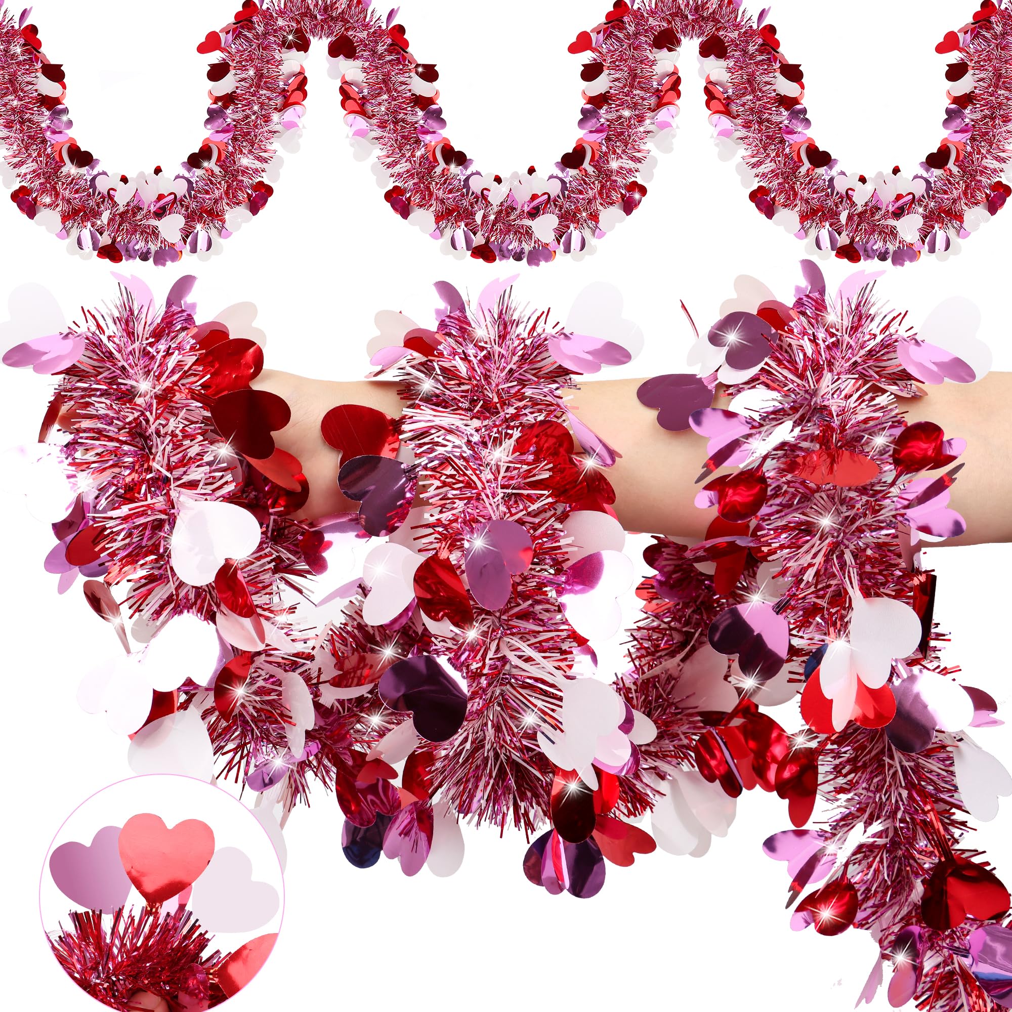 Amazon.com: 50 Feet Valentines Day Garland Decor, Red Pink White Heart ...