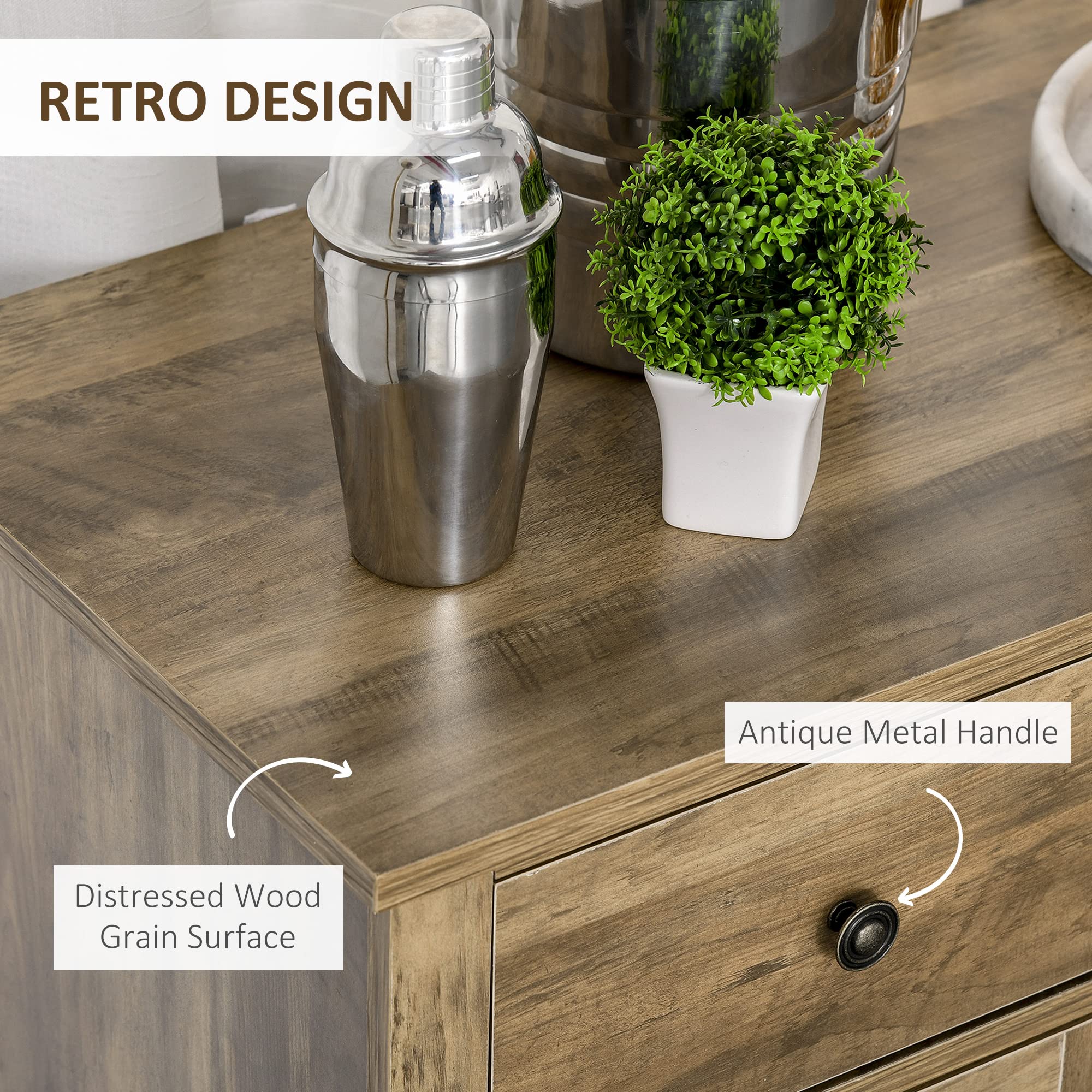 HOMCOM Farmhouse Sideboard Buffet Accent Storage Cabinet with X-Shaped ...