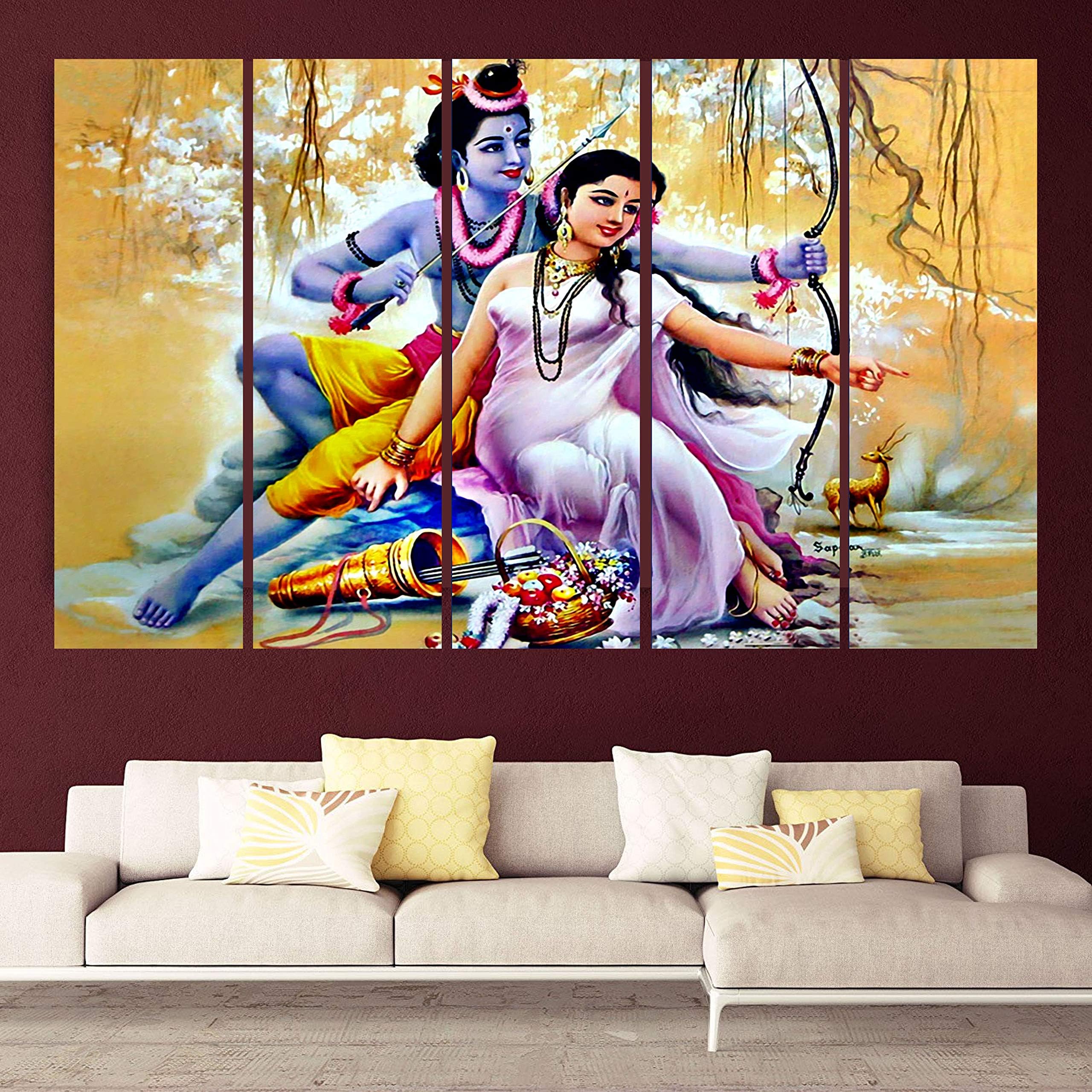 DBrush Lord shree ram with Dhanush modern art painting for home office ...