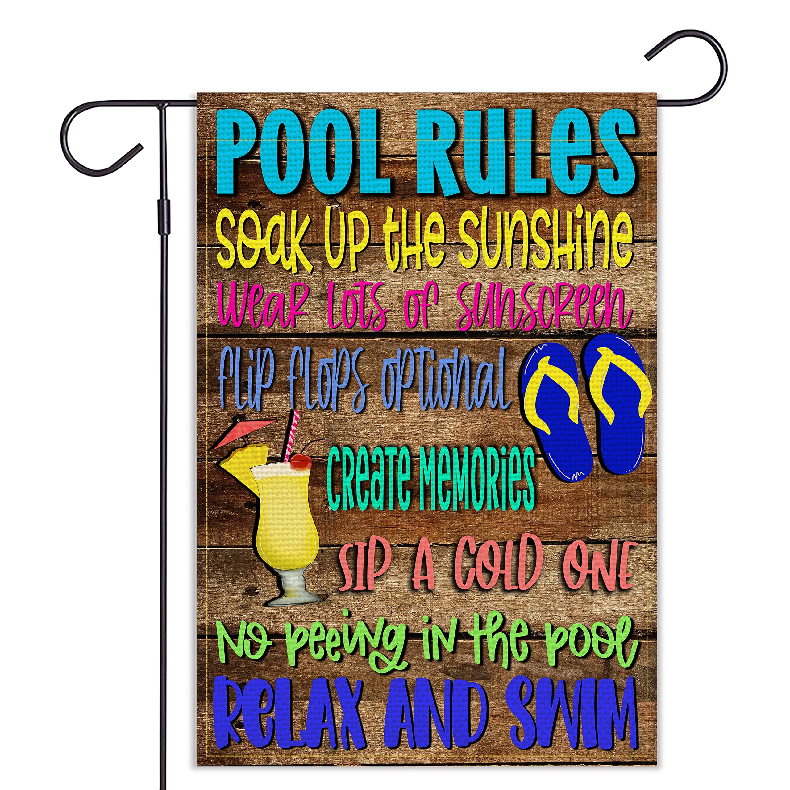 Amazon.com : Balgardekor Pool Rules Garden Flag Vertical Double Sided ...