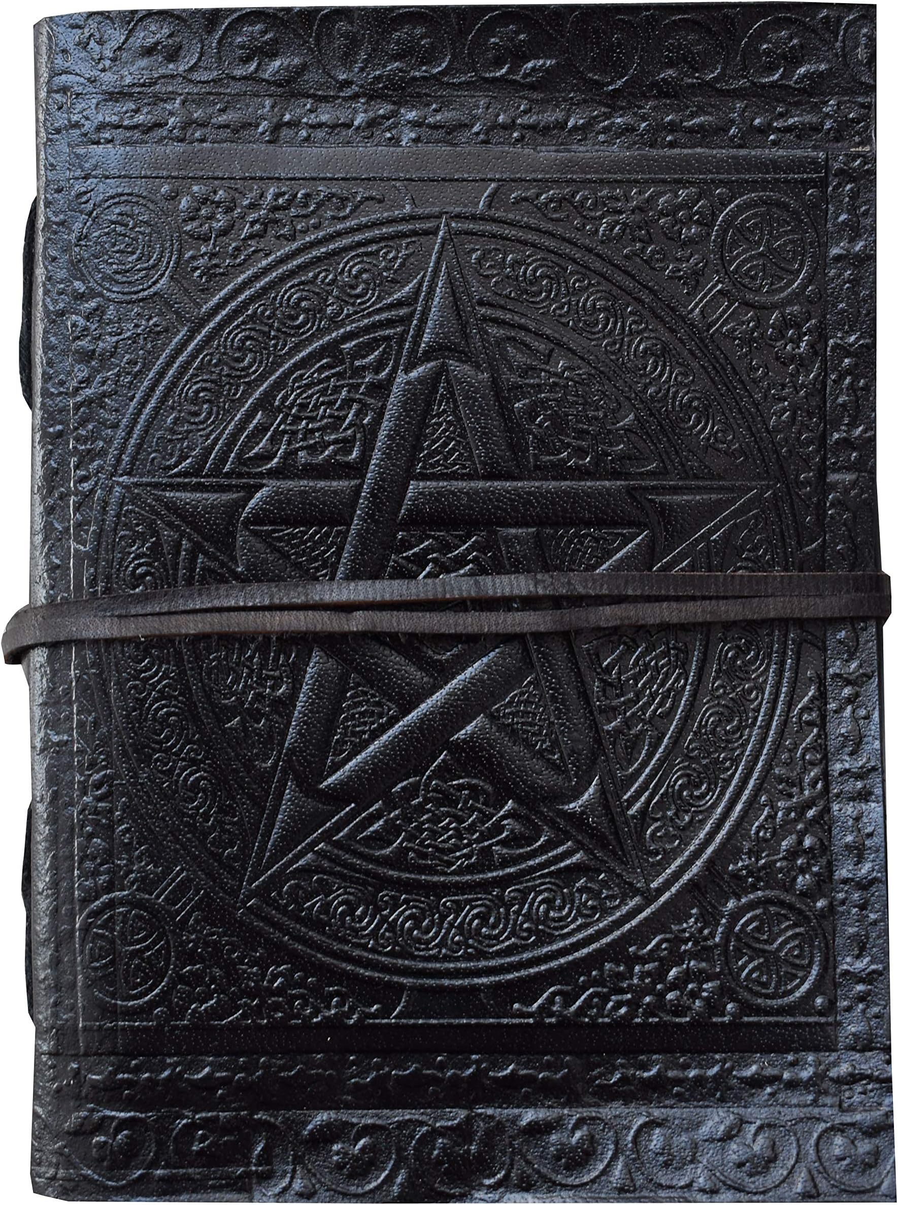Amazon.com : Leather Witch Journal Black Pentagram 7 x 5 Inch Embossed ...
