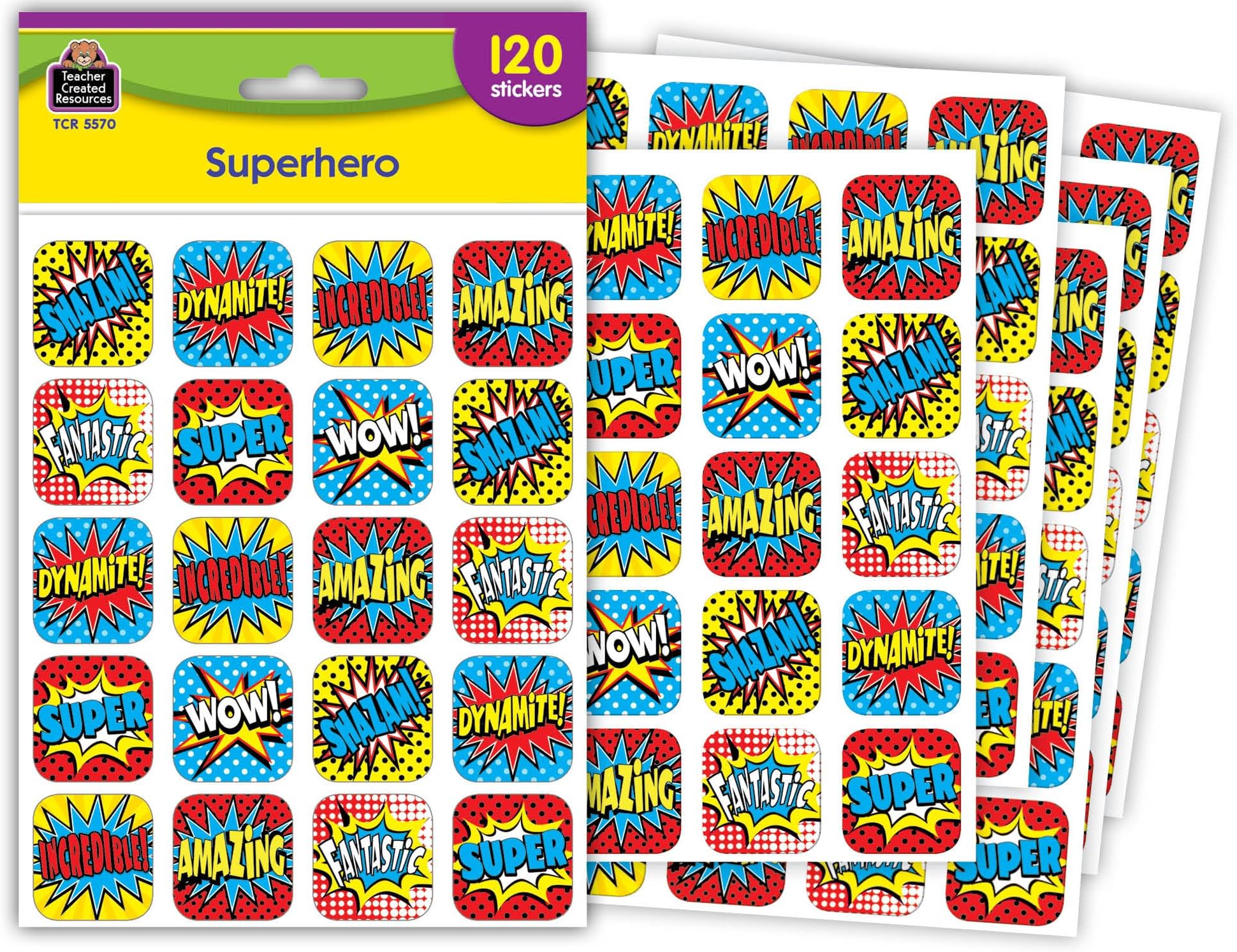 Amazon.com: 480 Superhero Boom Stickers Boom Goodie Bags Gifts Bags ...