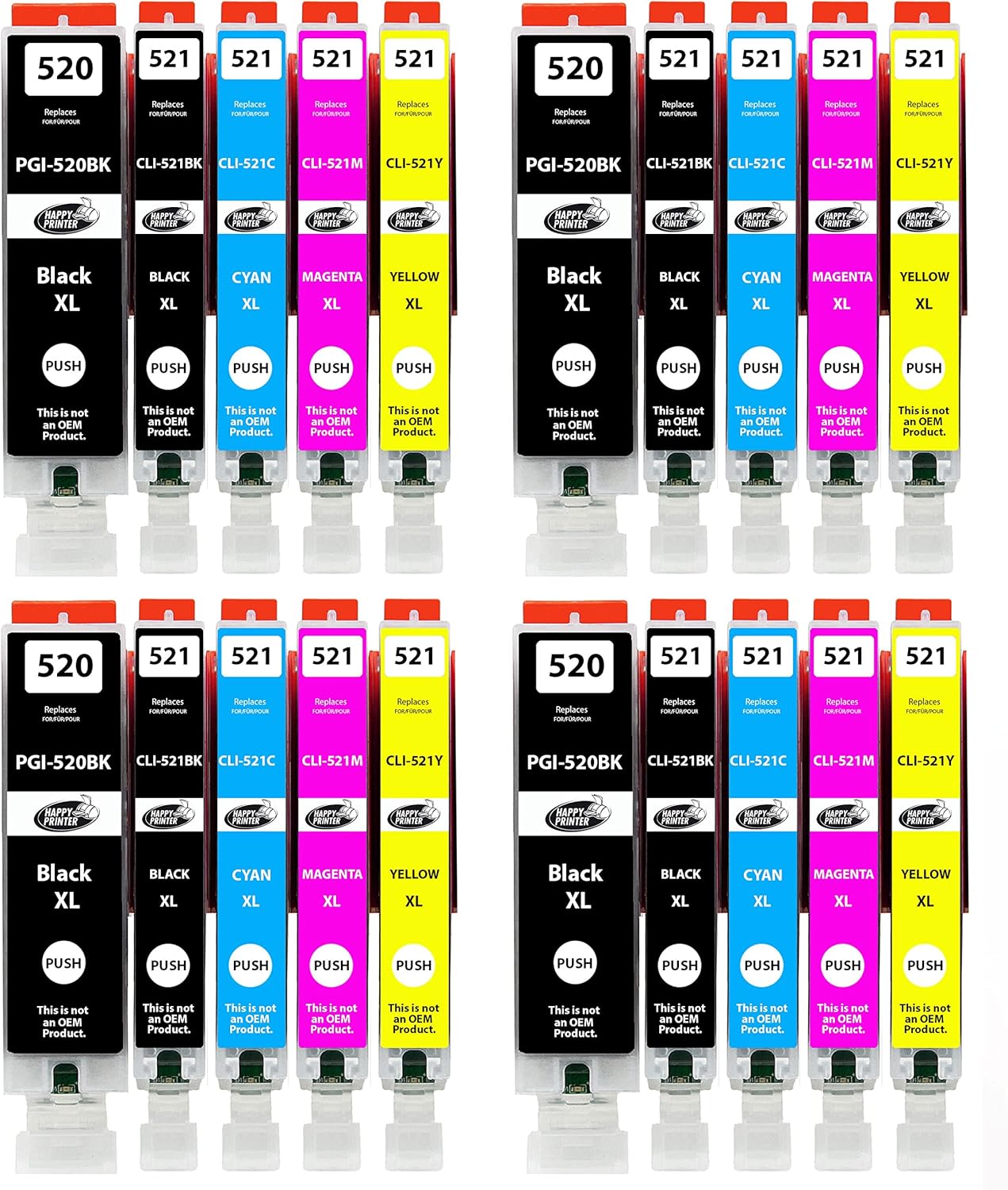 Happy Printer 20 XL Cartouches compatibles avec Canon PGI-520 / CLI-521 ...