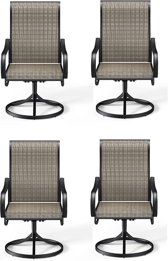Amazon.com: Bigroof Patio Swivel Chairs Metal Mesh Dining Chairs Set of ...