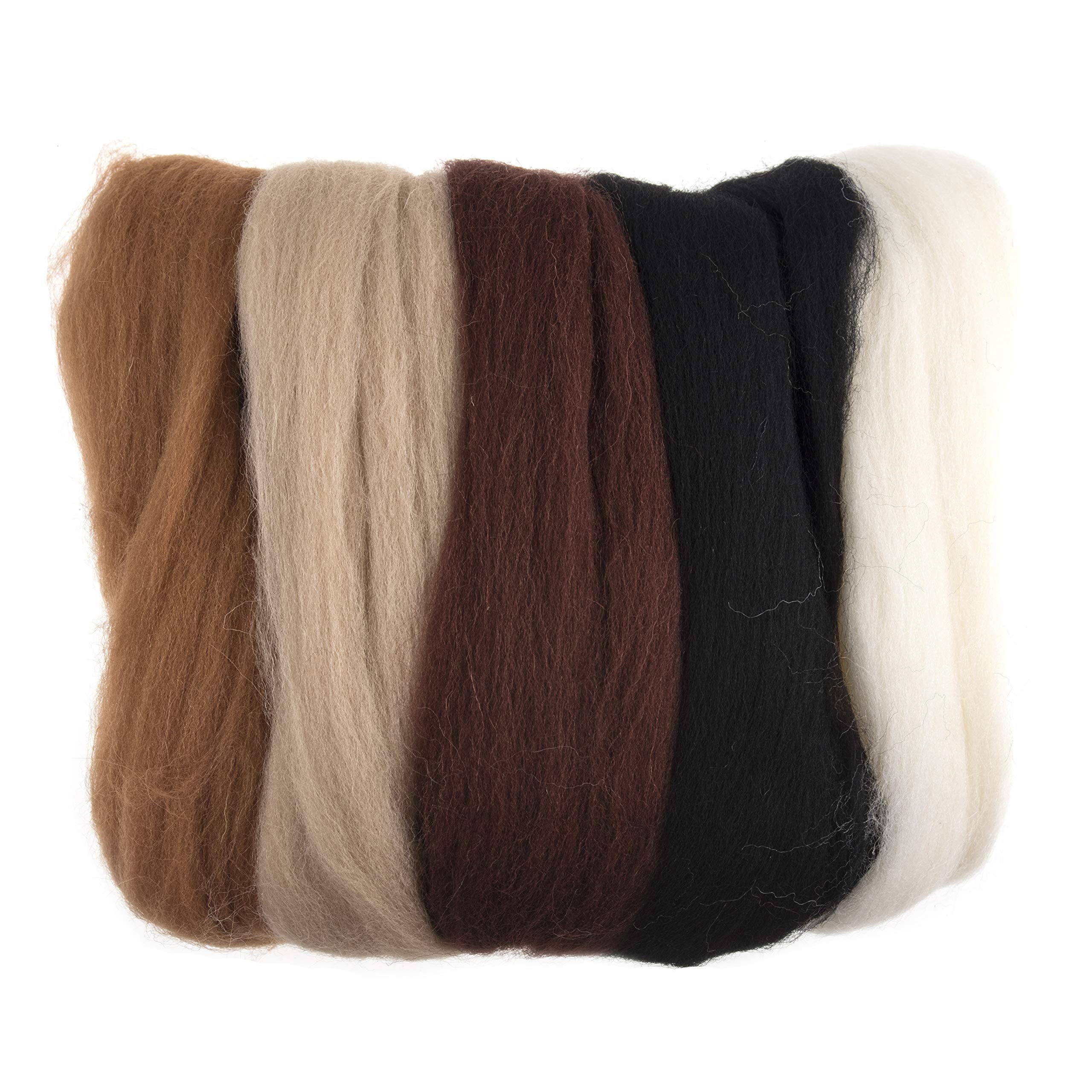 Trimits Natural Felting Roving Wool, Assorted Brown, 50 g, Browns ...