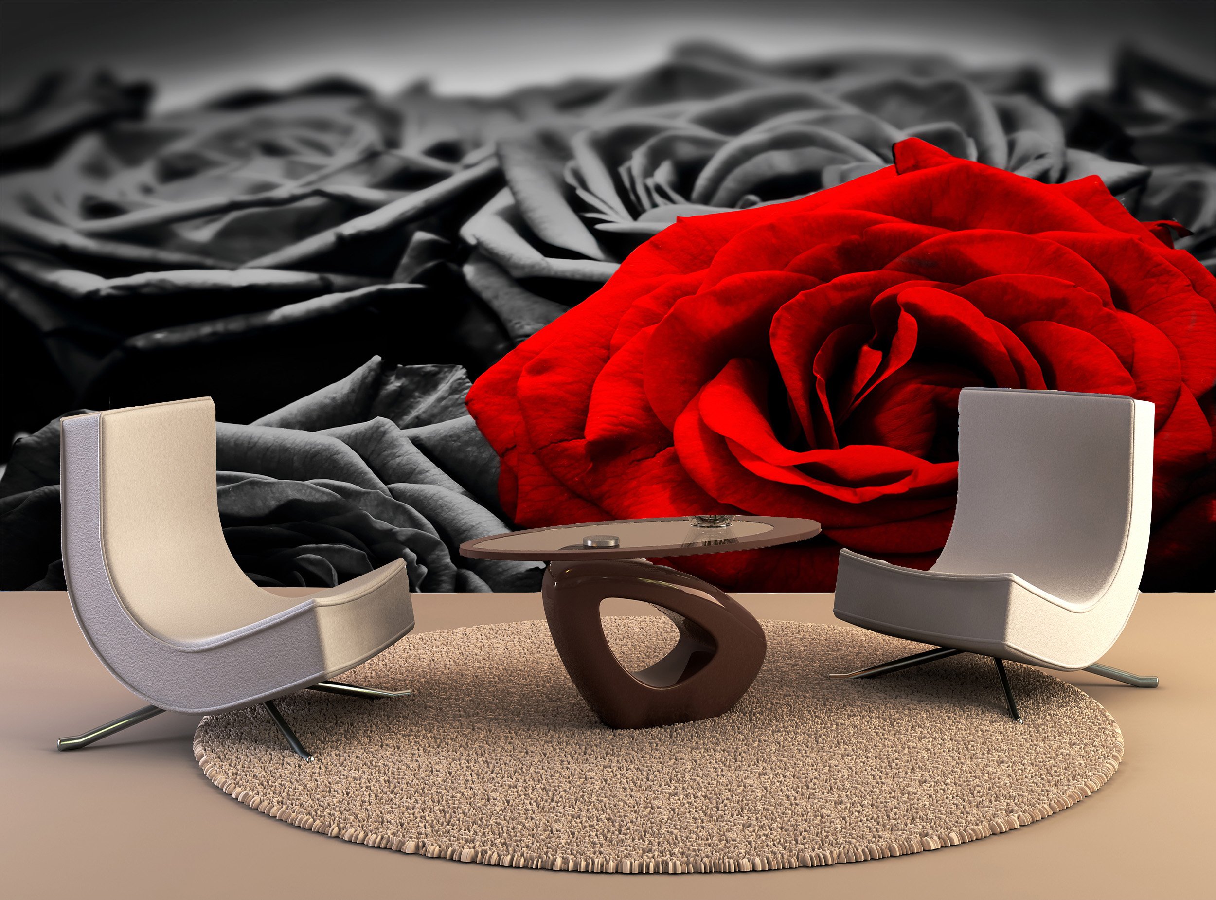 Black And Red Rose Wallpaper Design