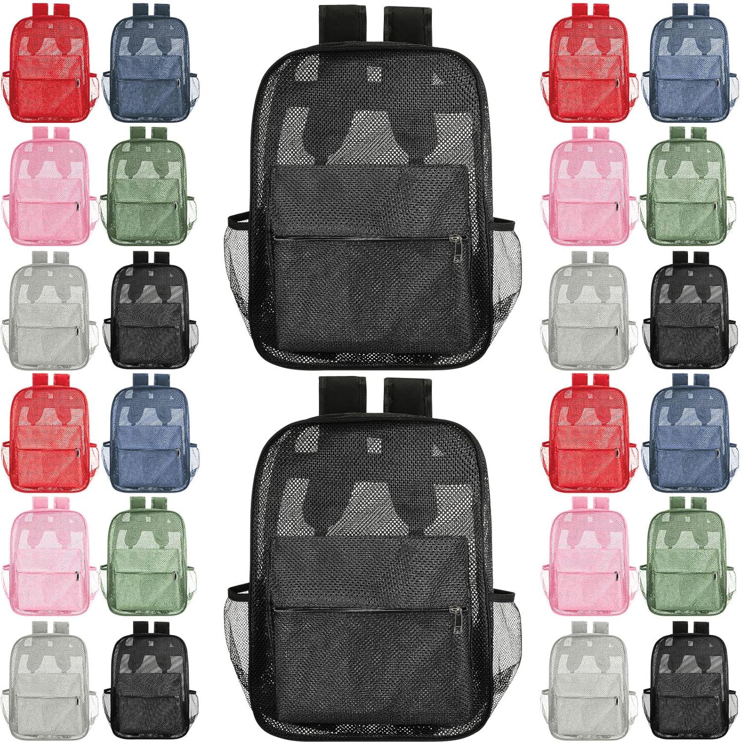 Amazon.com | Amylove 48 Pcs Bulk Mesh Backpack Mesh Bookbag for Kids ...