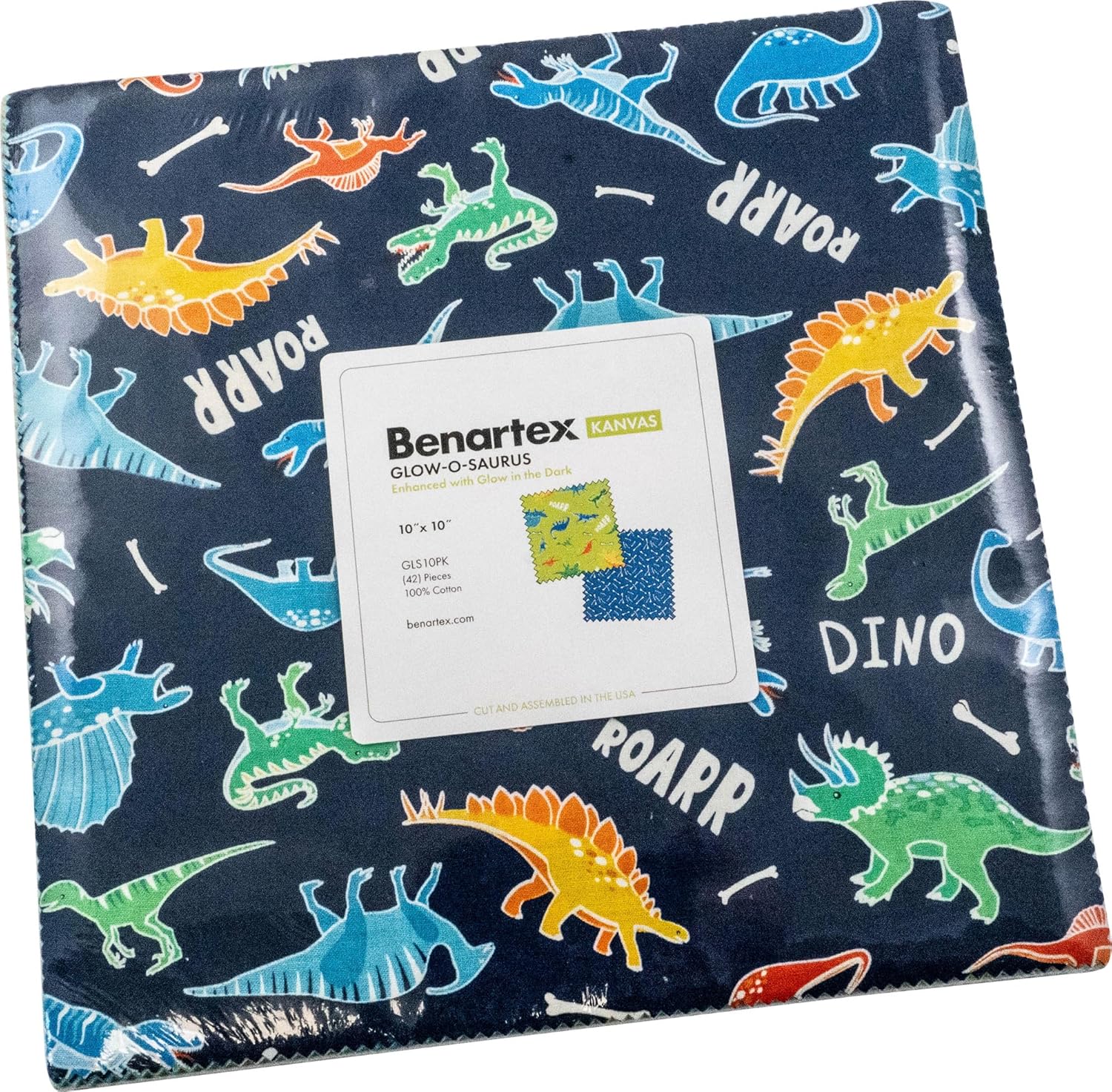 Amazon.com: Kanvas Studio Glow-O-Saurus 10X10 Pack 42 10-inch Squares Layer Cake Benartex : Arts ...
