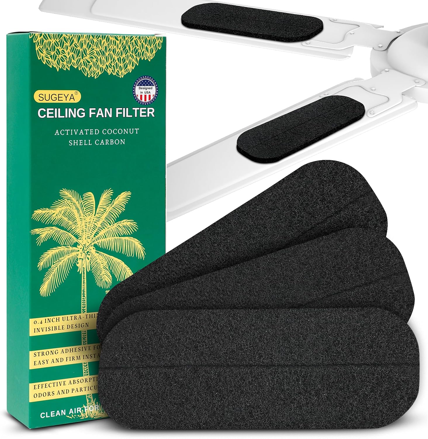 Amazon.com: SUGEYA Ceiling Fan Filters for Blades, Activated Coconut ...
