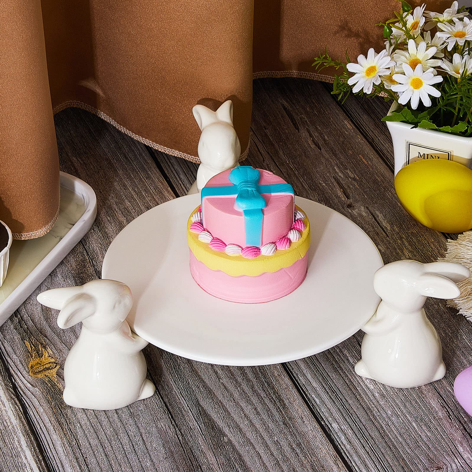 2 Set Bunny Rabbit Cake Stand Ceramic Rabbit Cupcake Stand Cute Bunny ...