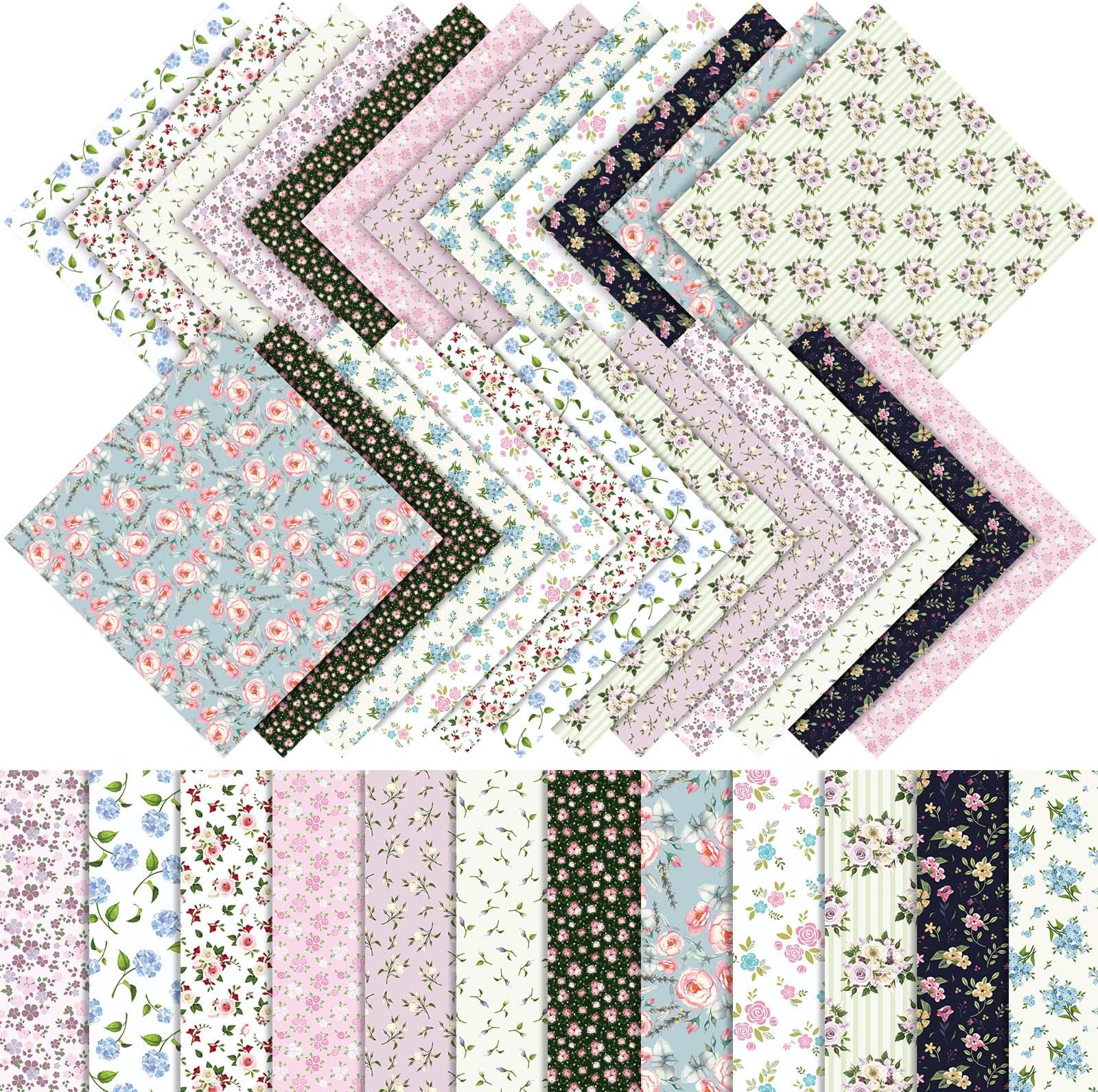 Amazon.com: TaoBary 36 Sheets Flower Scrapbook Paper Vintage Flower ...