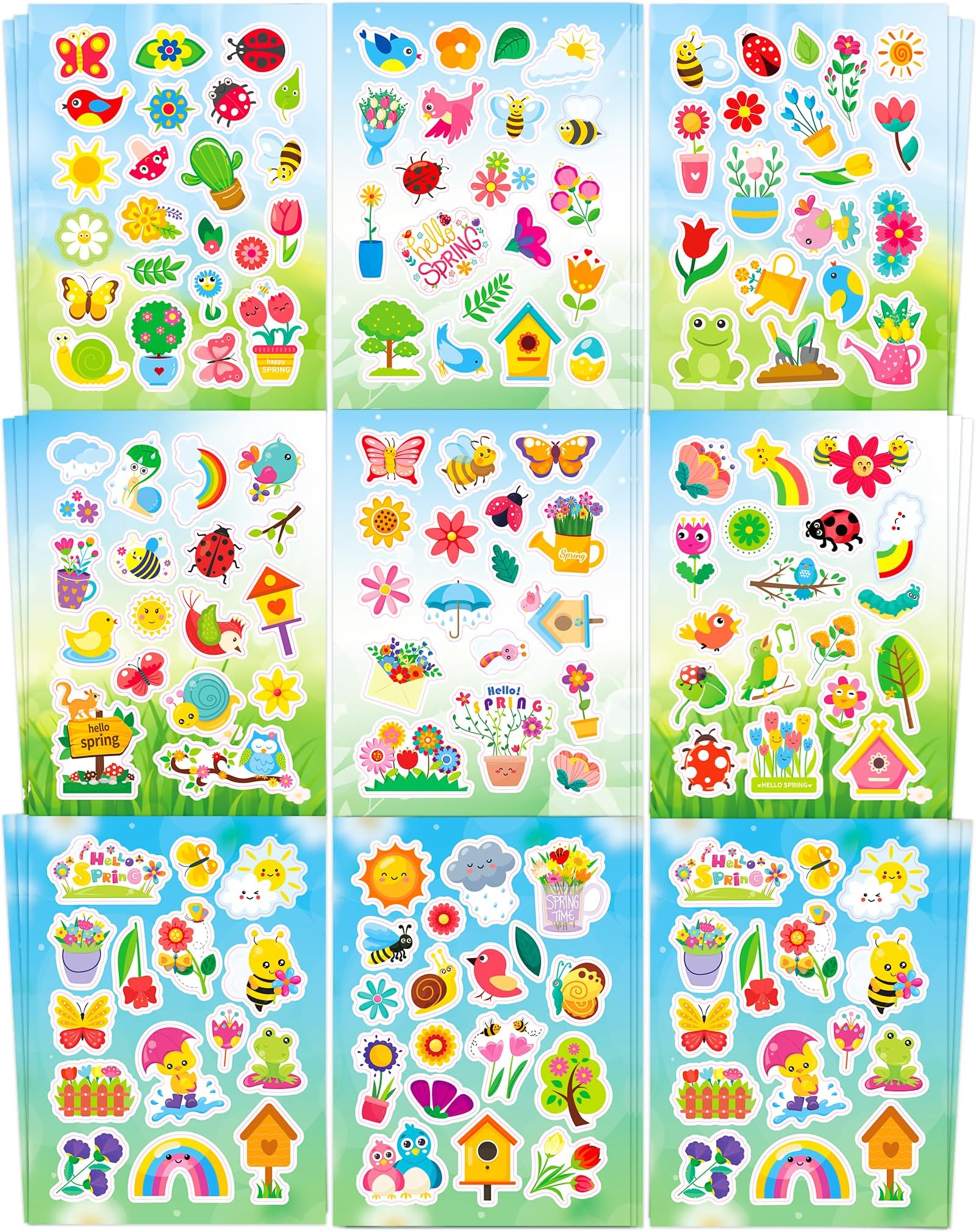 Amazon.com: Lucleag Hello Spring Stickers for Kids, Round Spring ...