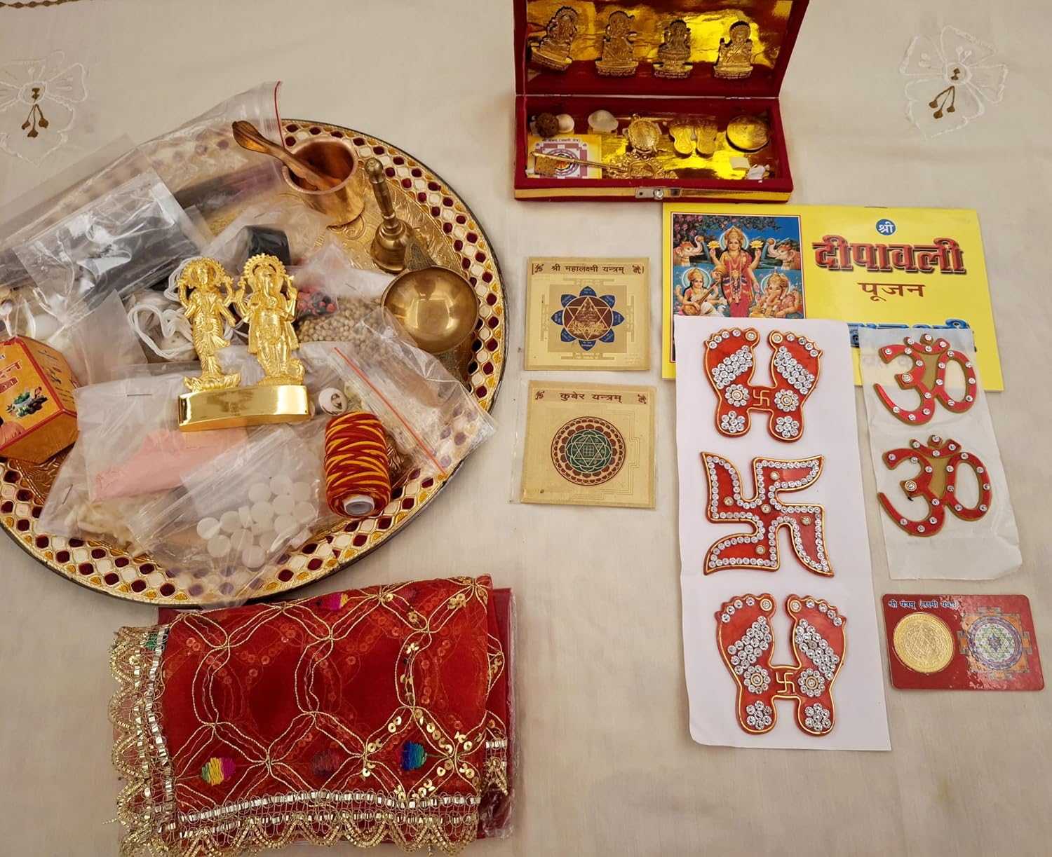 Buy Diwali Pooja Kit with 2 Yantra: Mahalakshmi Yantra, Kuber Yantra ...