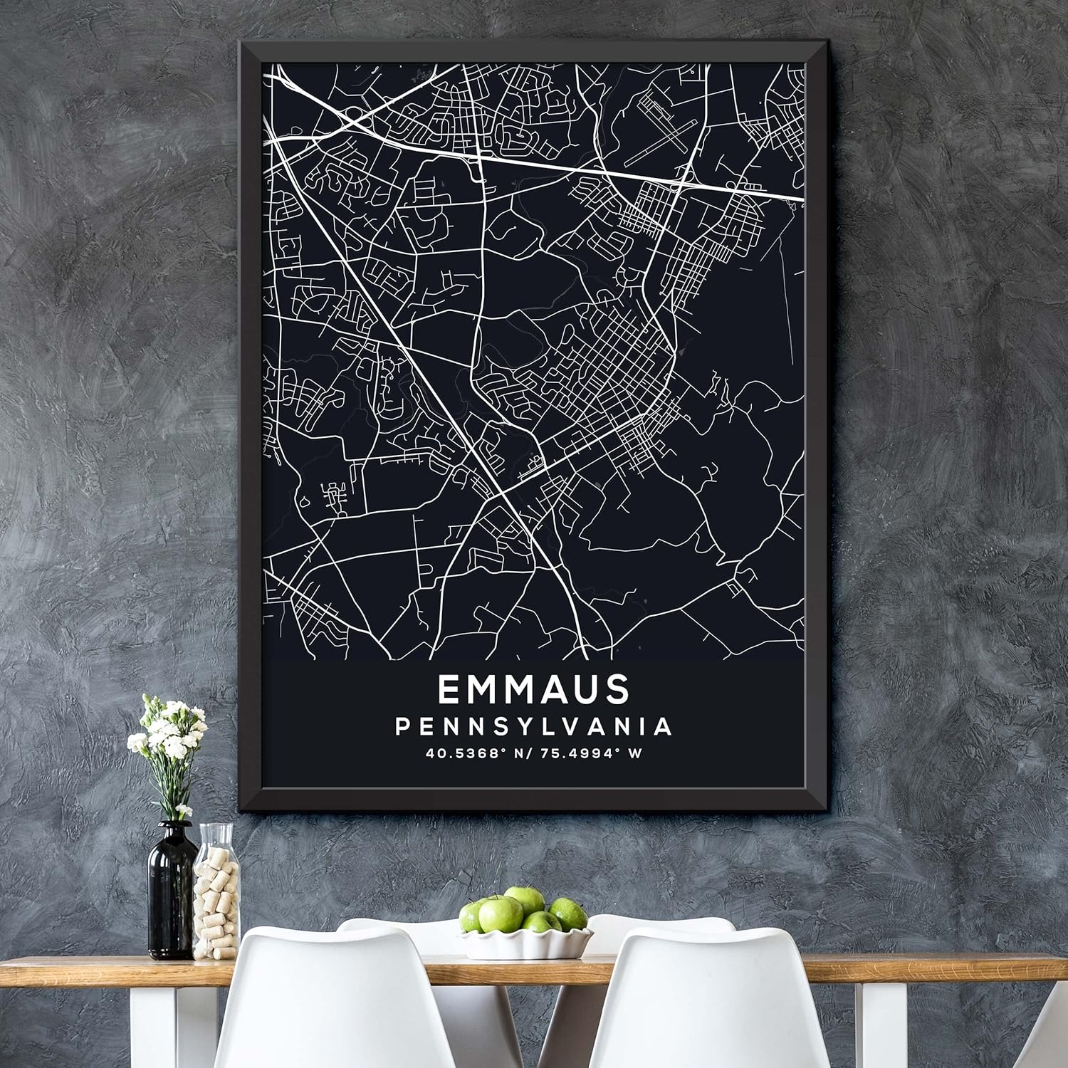Map of Emmaus, Pennsylvania, Evening (16×20) – Yaxa Guatemala