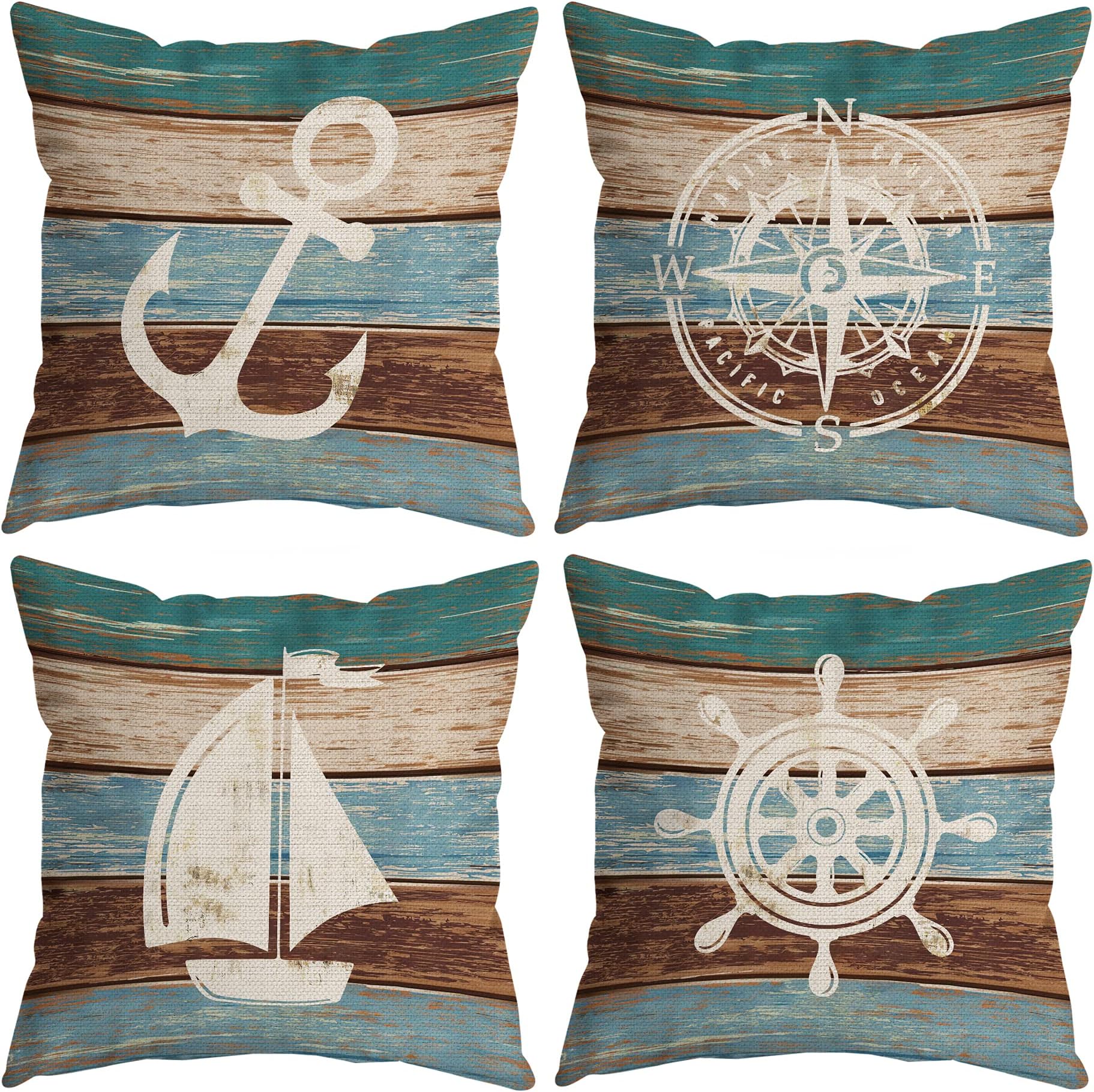Amazon.com: HUYAW Navy Blue Nautical Ocean Boat Anchor Compass Throw ...