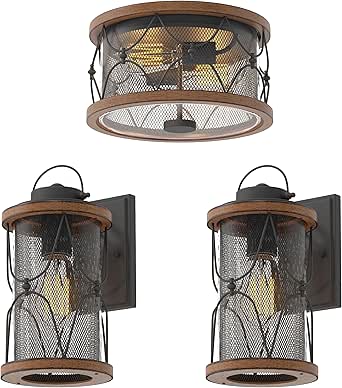 Inlight 2-Pack Outdoor Wall Light & 1 Piece Outdoor Flush Mount Ceiling ...